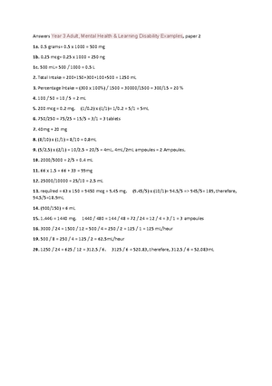 Numeracy Test - Drug Prescription Exam Questions - School of Nursing ...