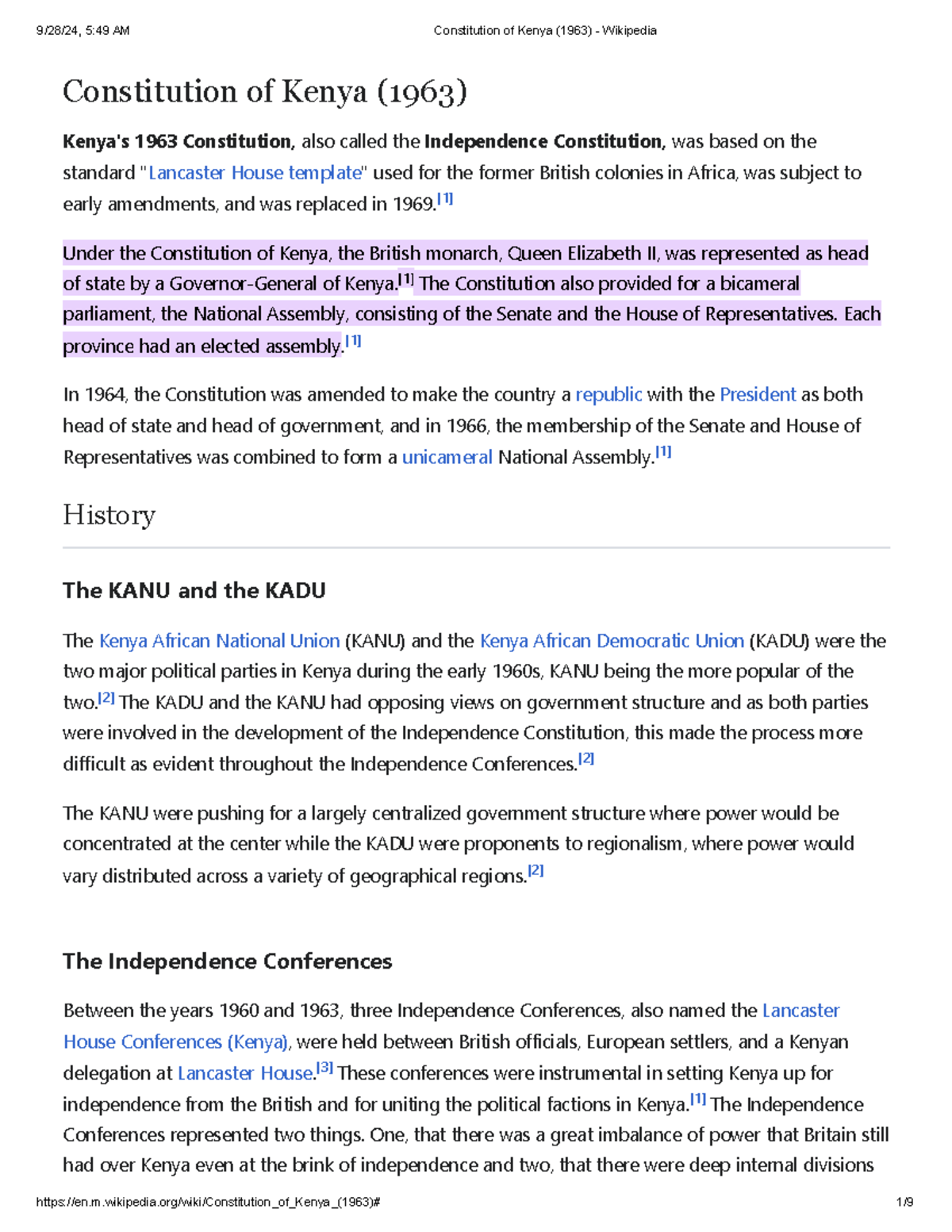 Constitution of Kenya (1963) - Wikipedia - Constitution of Kenya (1963 ...