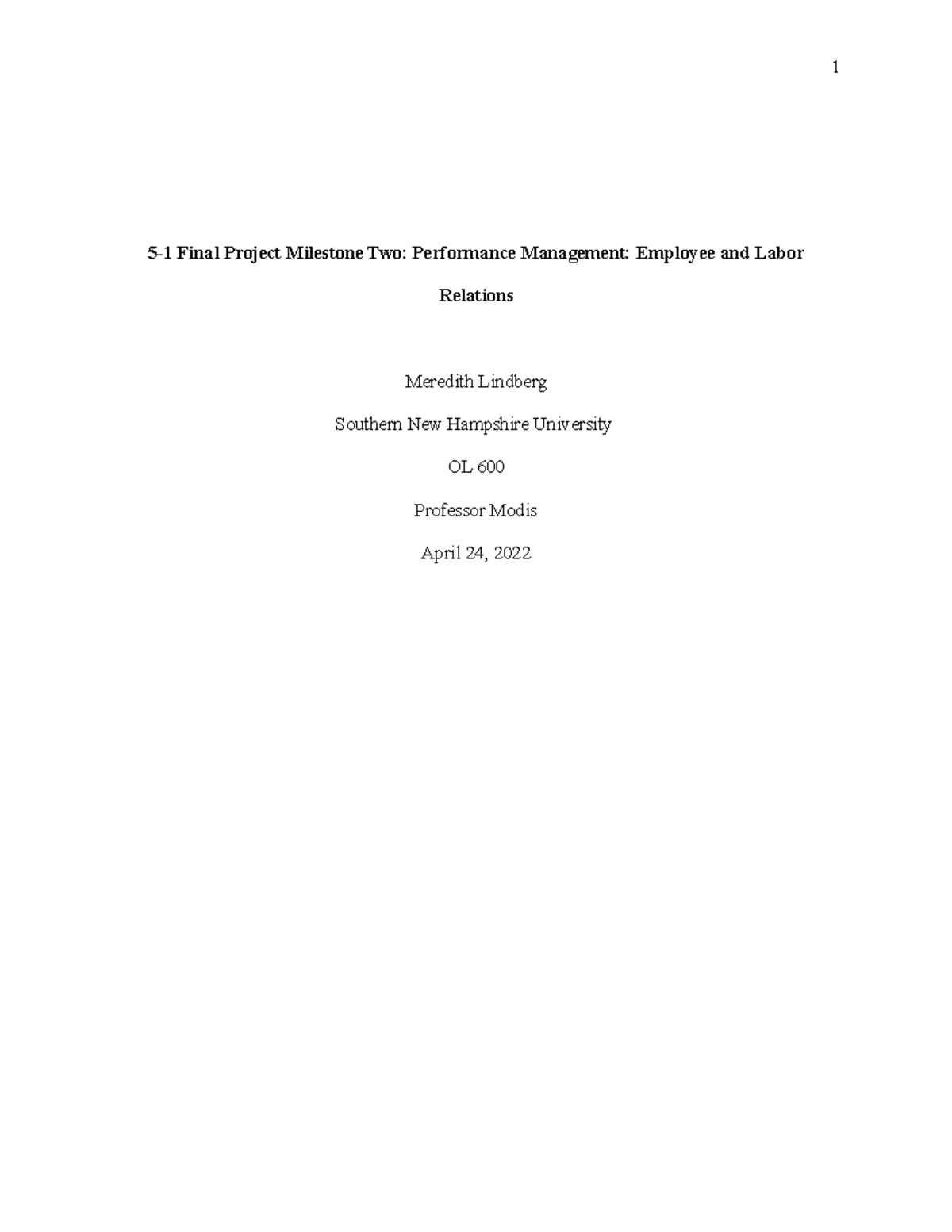 5-1 Final Project Milestone Two Performance Management Employee and ...