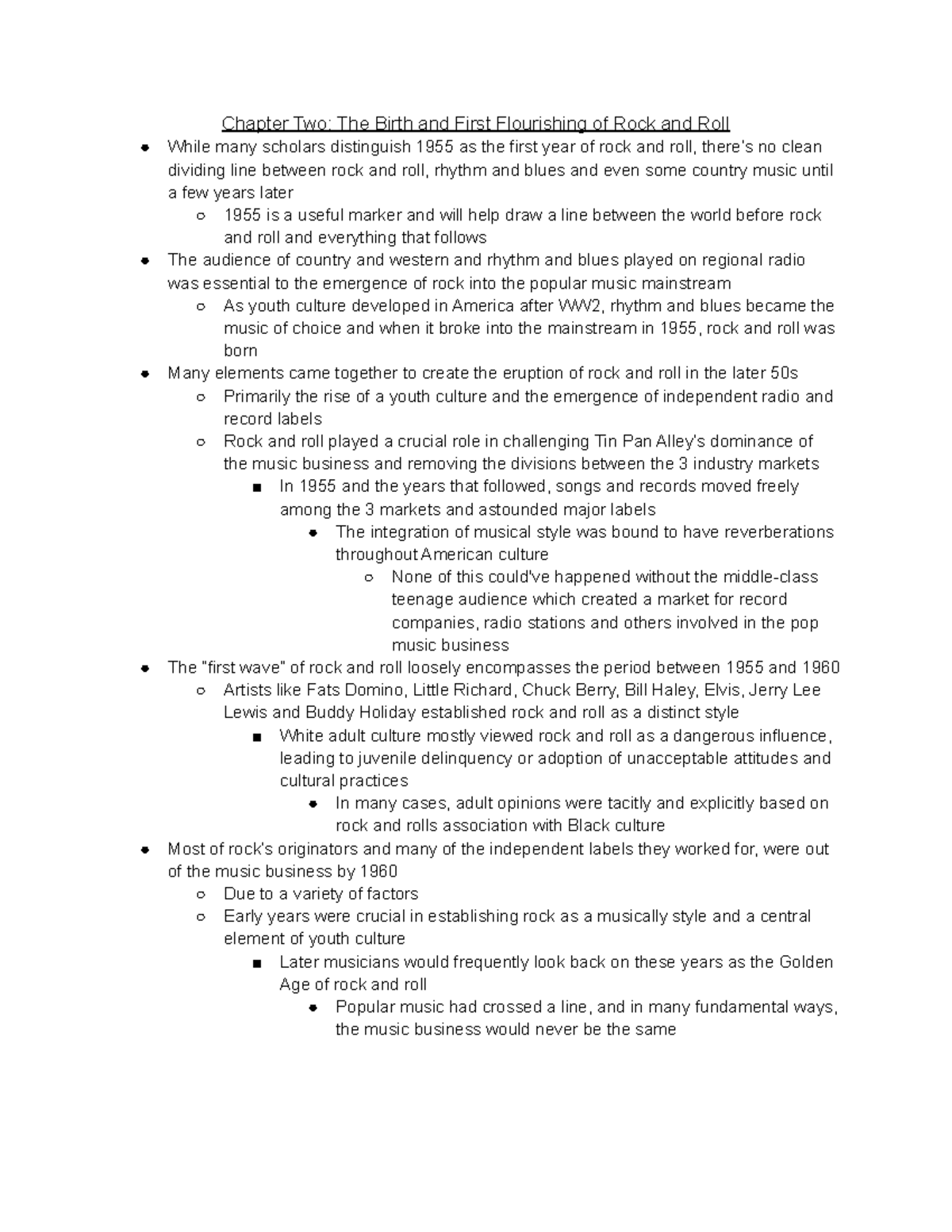 History of Rock and Roll ch2 pt 1 - Chapter Two: The Birth and First ...