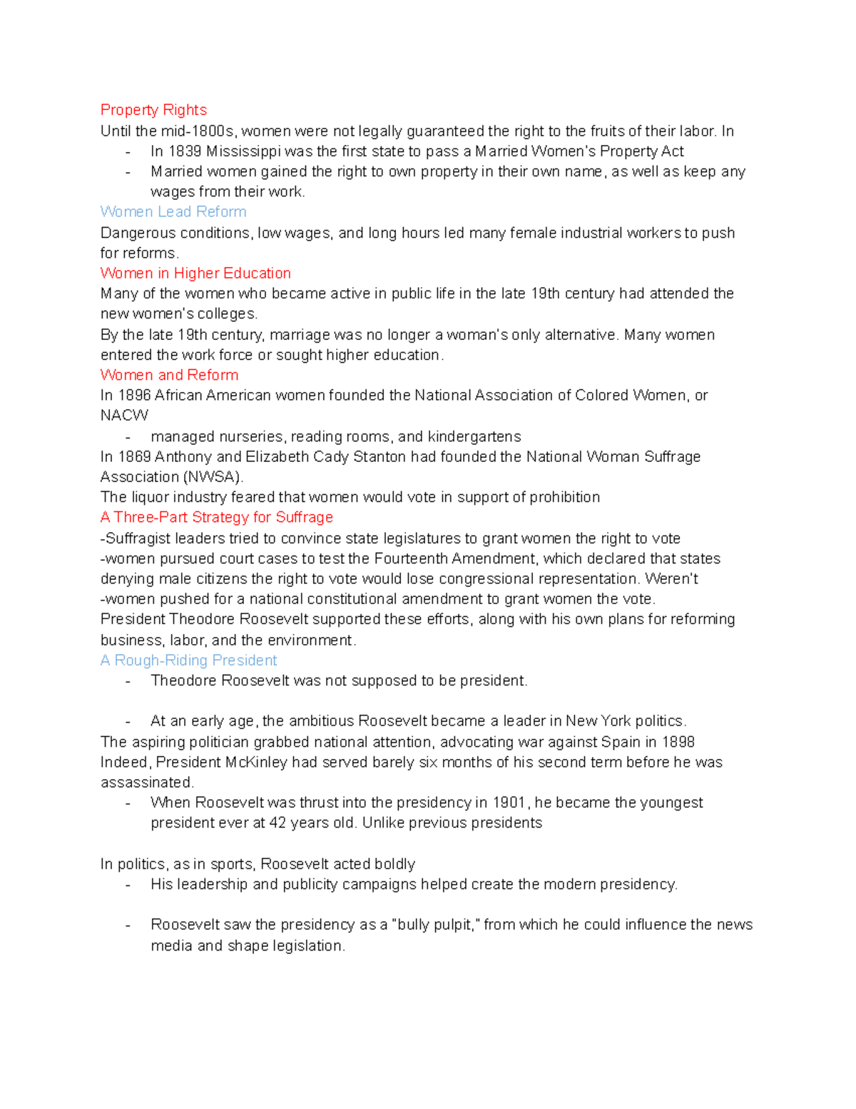 Social notes 6 - American History - Property Rights Until the mid-1800s ...