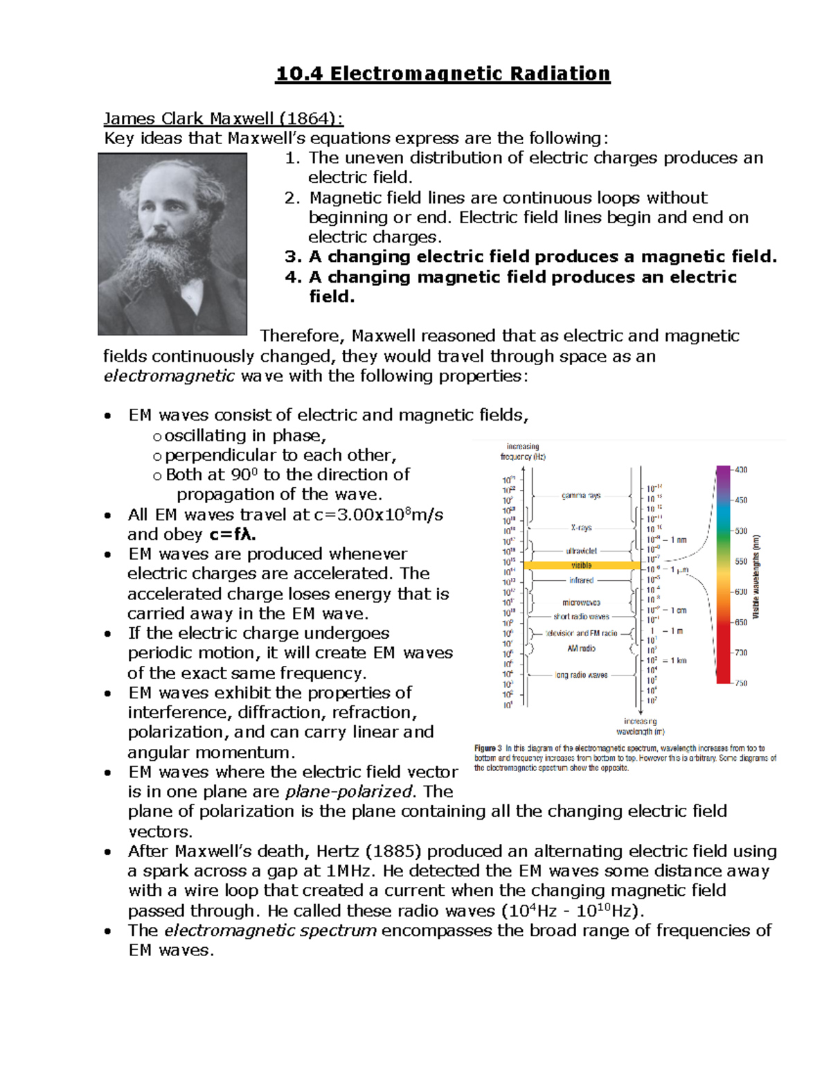 10.4Electromagentic Radiation Note - Copy - 10 Electromagnetic ...