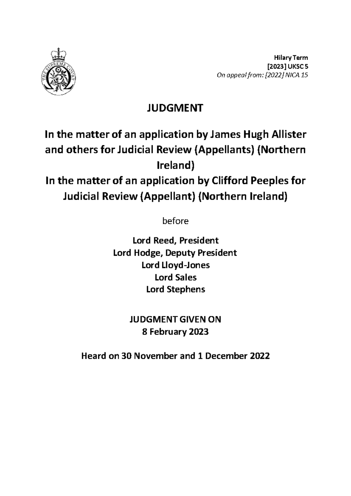 James Hugh Allister, Benyamin Naeem Habib, Steve Aiken, The Rt Hon ...