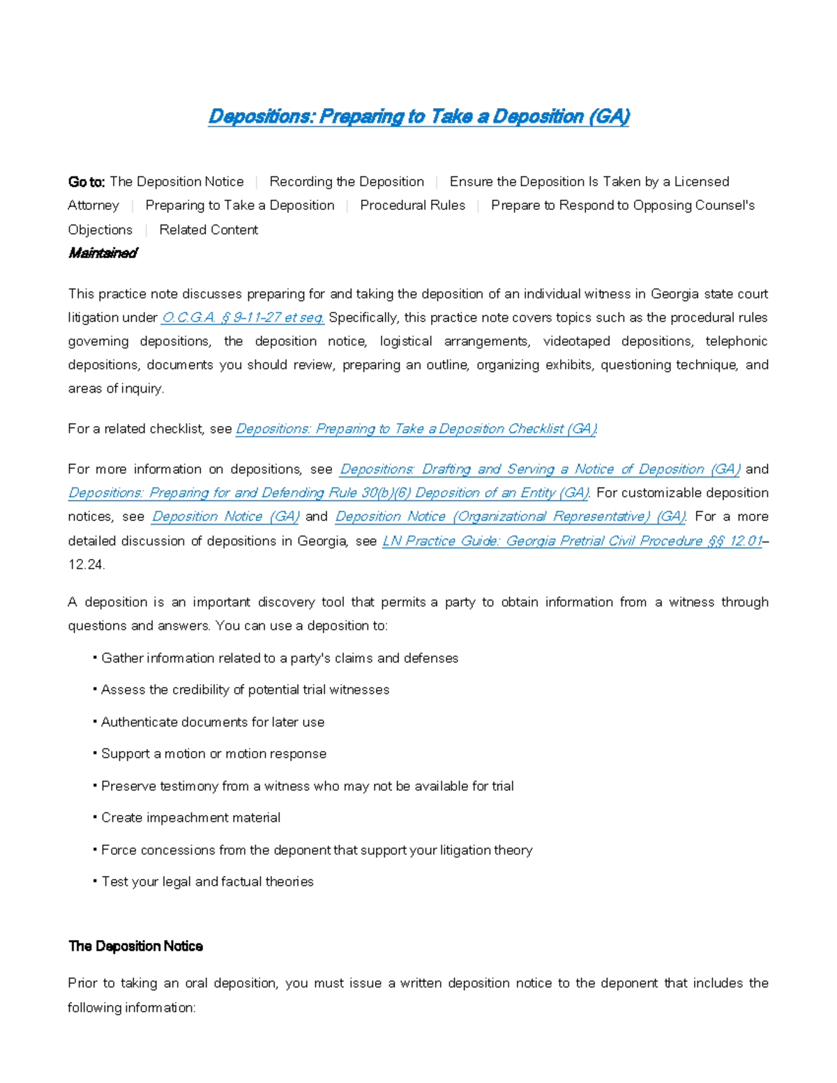 Deposition- How to Prepare to Take a Deposition in GA - Depositions ...