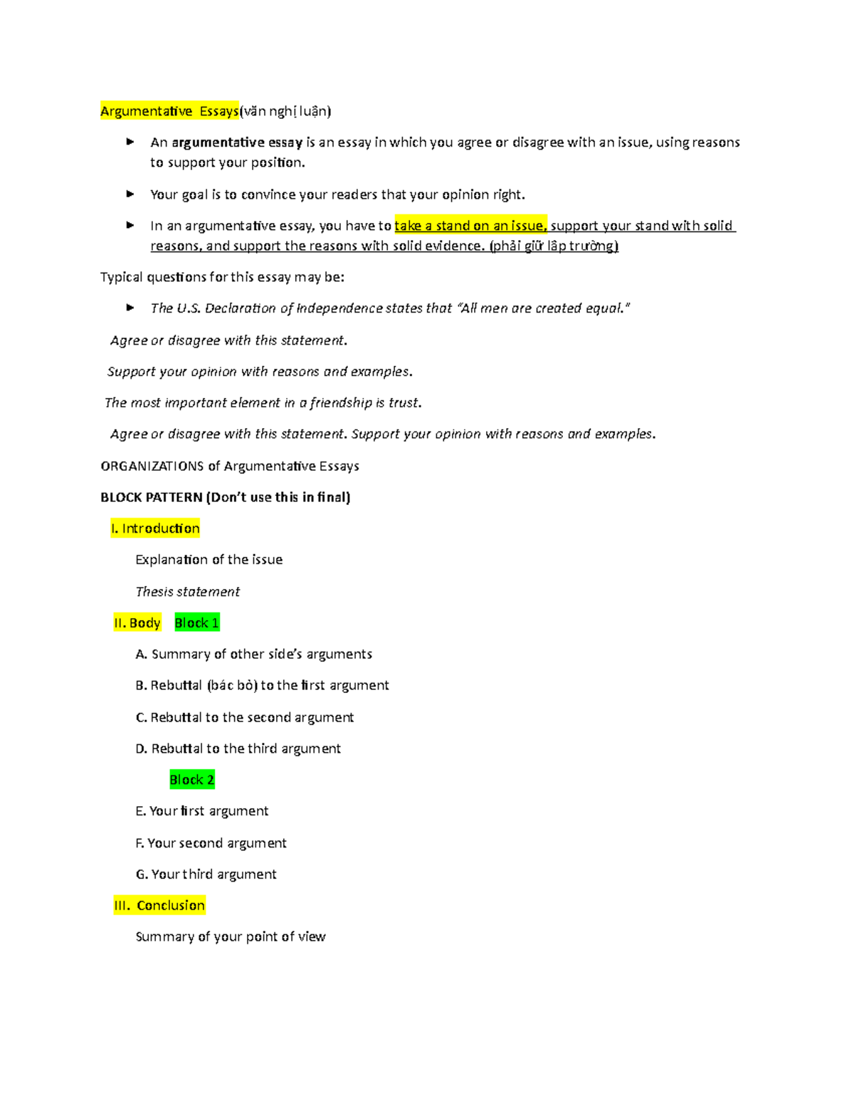 Argumentative-Essays - Argumentative Essays(văn ngh lu n)ị ậ An ...