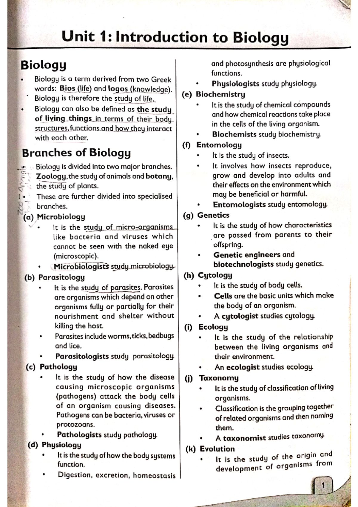 Spotlight biology - its kind of okey - Unit 1: Introduction to Biology ...