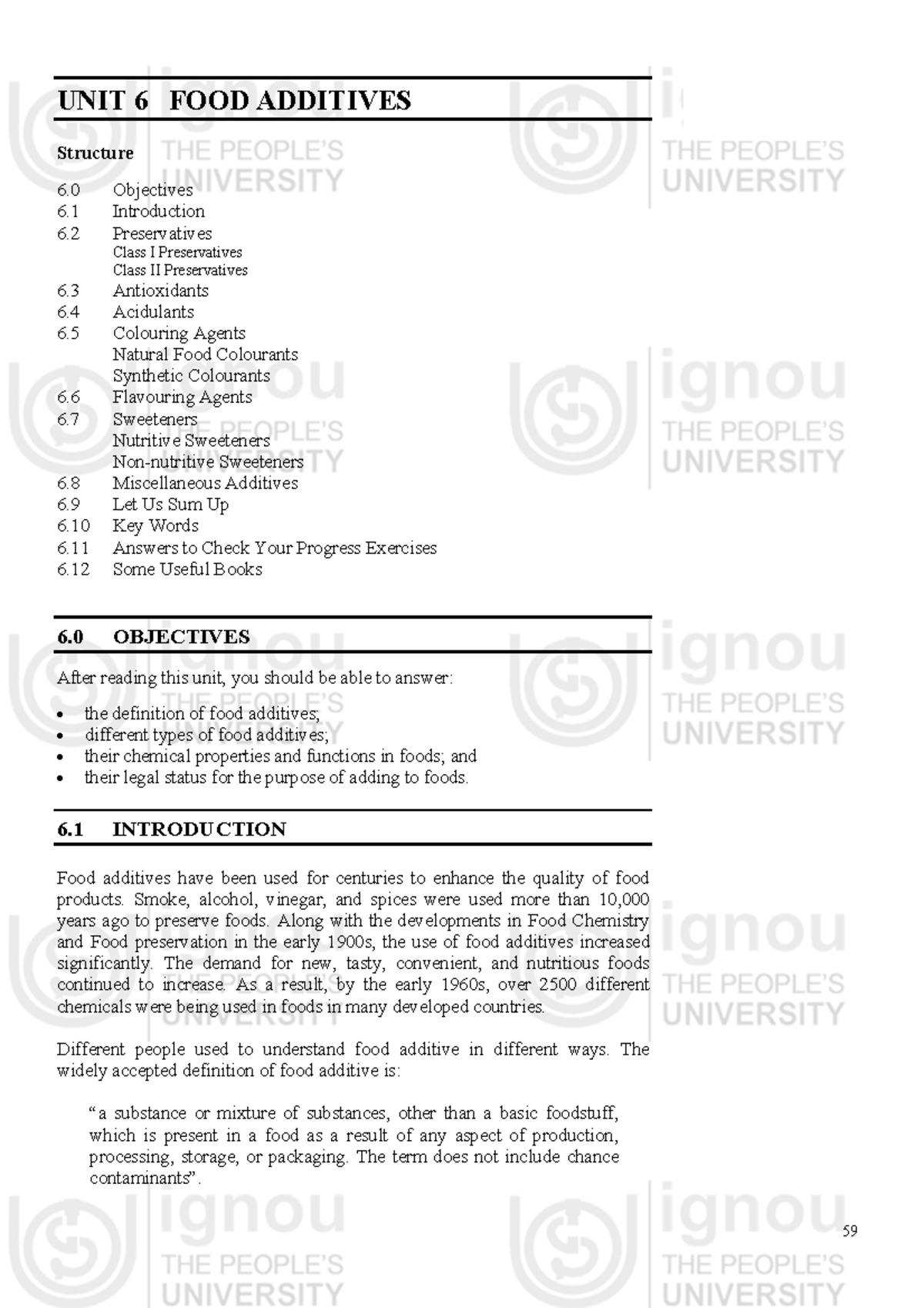 Food additive notes - Food Additives UNIT 6 FOOD ADDITIVES Structure 6 ...