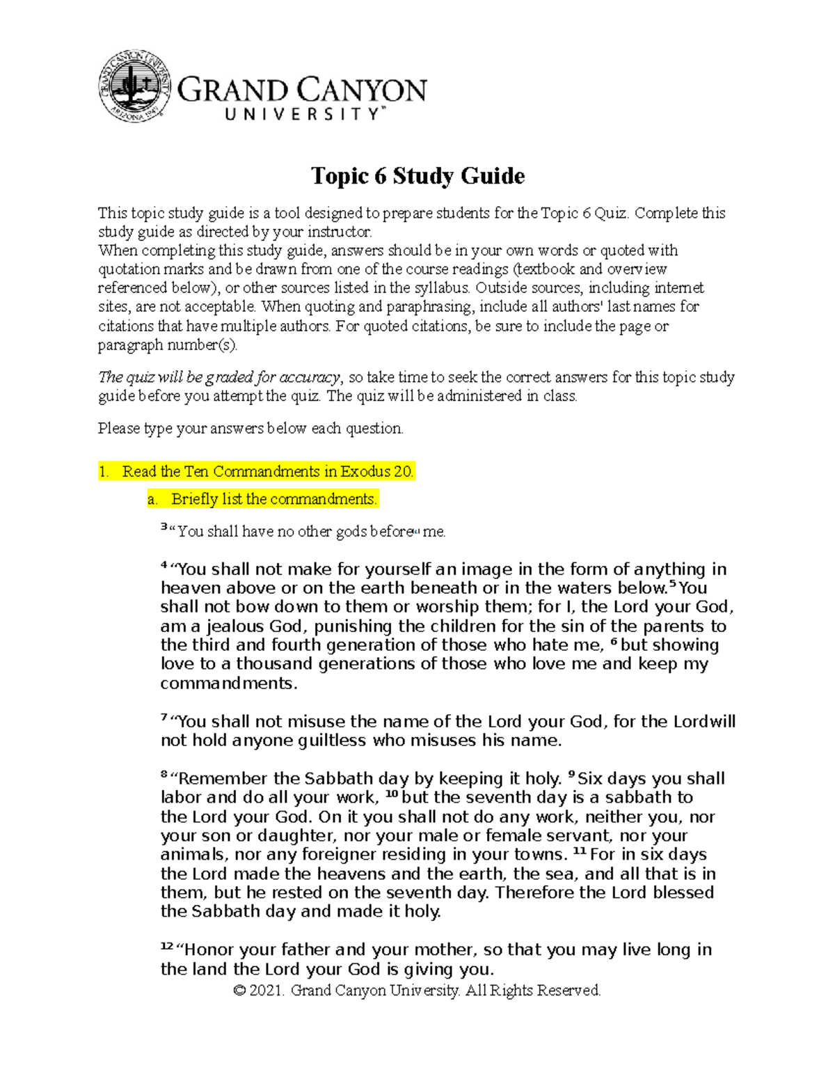 Topic 6 - Study Guide for quiz - Topic 6 Study Guide This topic study ...