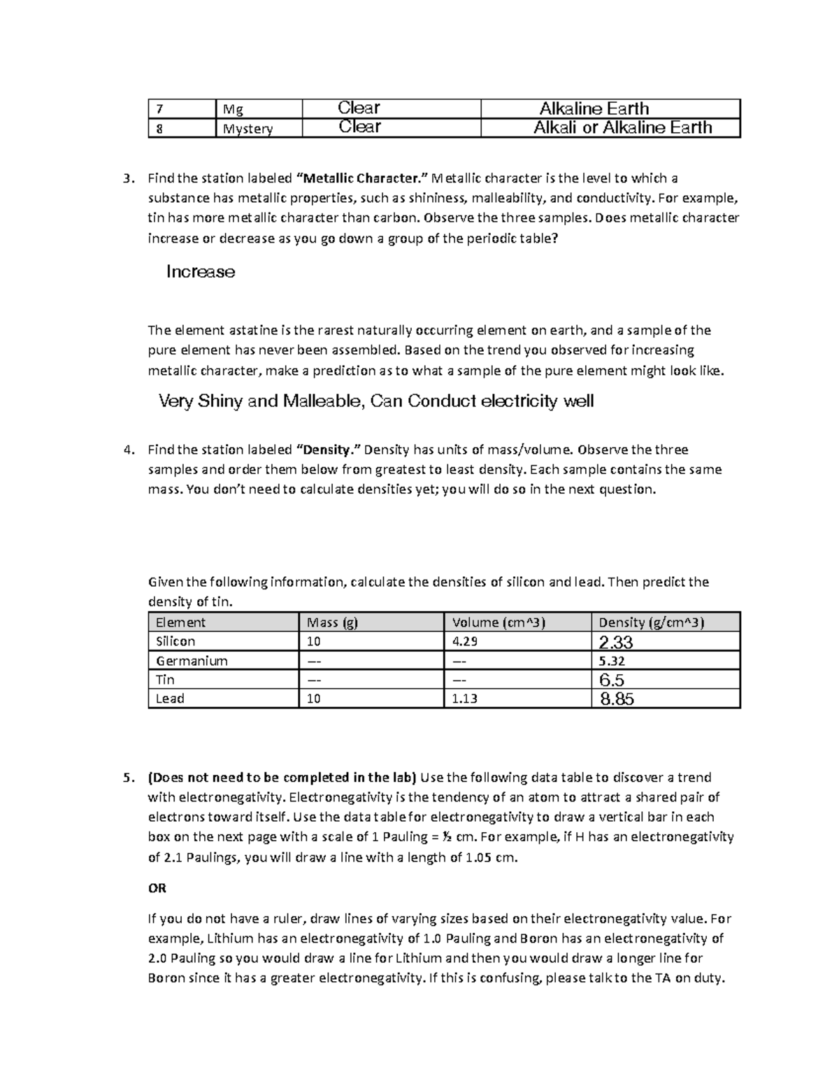 Updated Chemical Periodicity 2 - 7 Mg 8 Mystery Find the station ...
