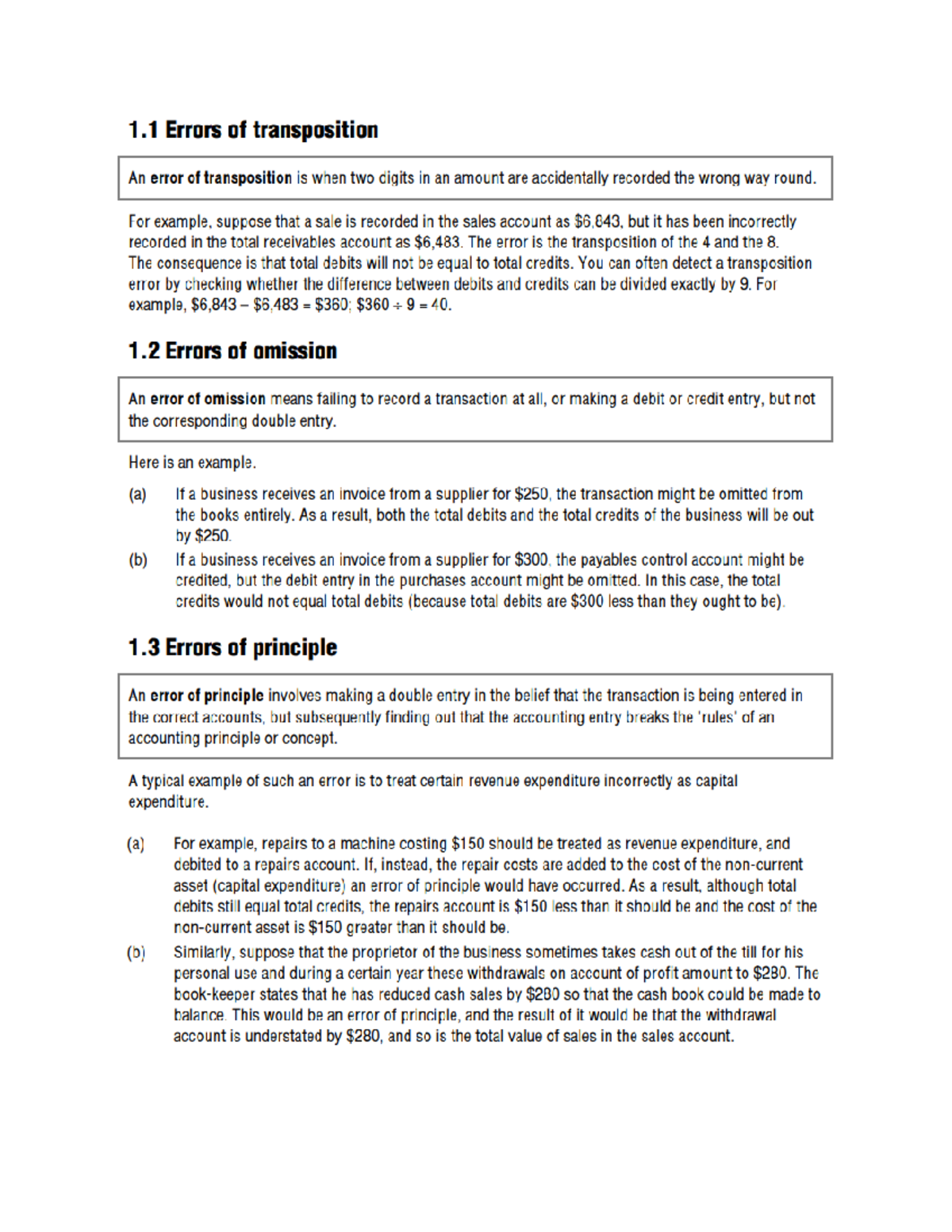 MORE ON Accounting FOR Errors - 1 Errors of transposition An error of ...