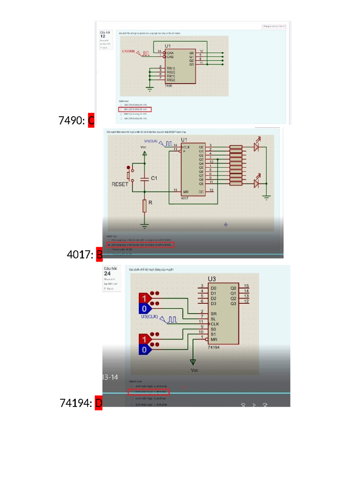 KT tt Ky Thuat So - Kỹ thuật số - 7490: C 4017: B 74194: D 7490: C ...