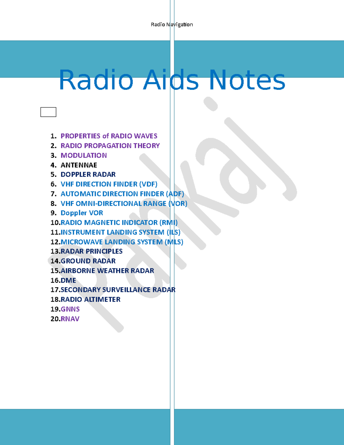 Radio AIDS - Ques - Radio Aids Notes 1. PROPERTIES of RADIO WAVES 2 ...