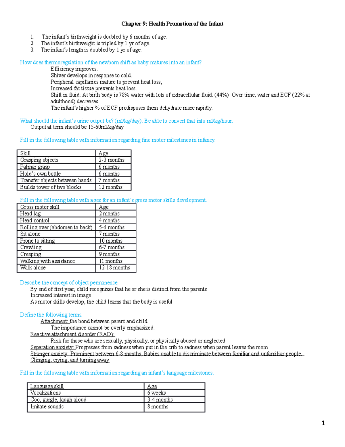 Ch 9 - Lecture/Book/ATI Chapter notes - Chapter 9: Health Promotion of ...