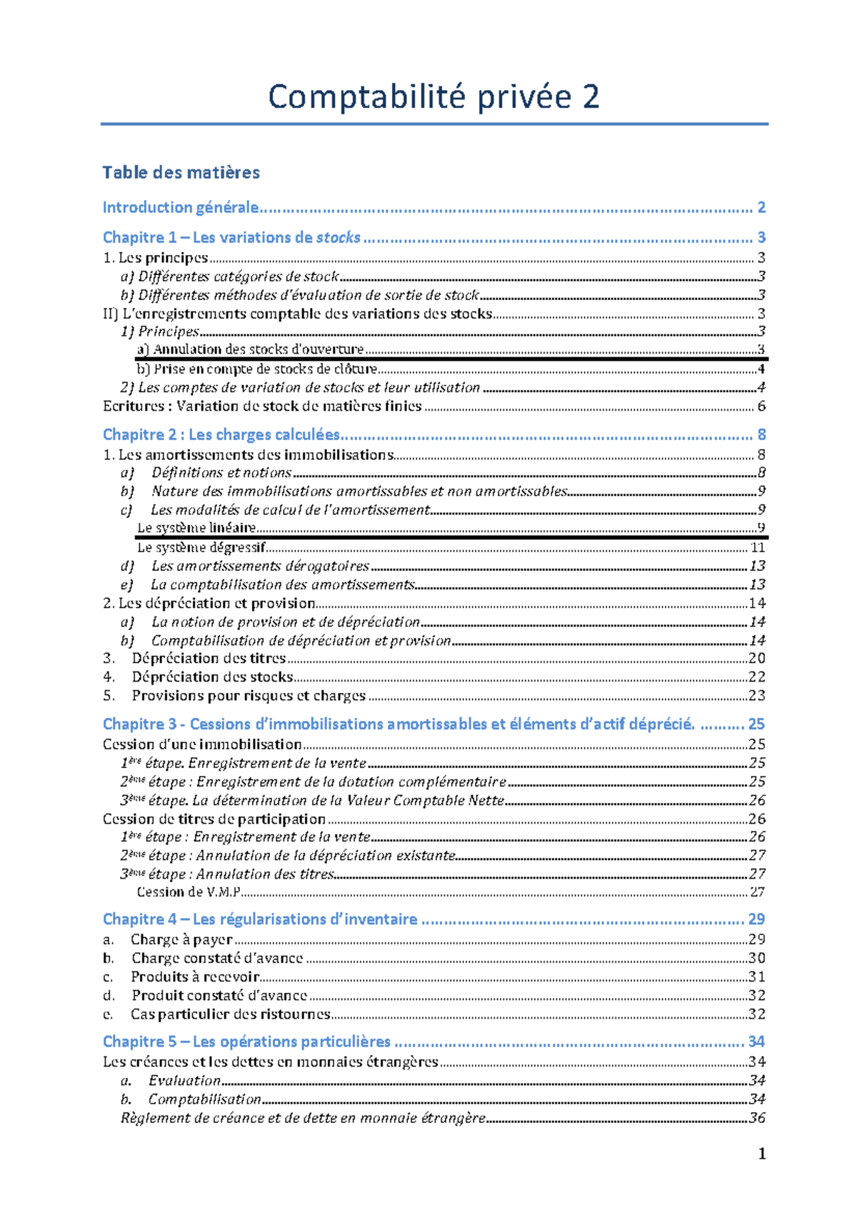 Compta privée S2 - Warning: TT: undefined function: 32 Comptabilité privée 2 Table des matières ...