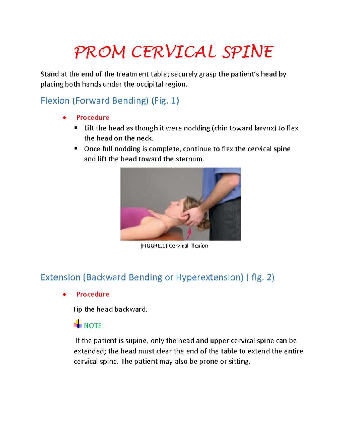 PROM Cervical Spine - physiology pathology - PROM CERVICAL SPINE Stand ...
