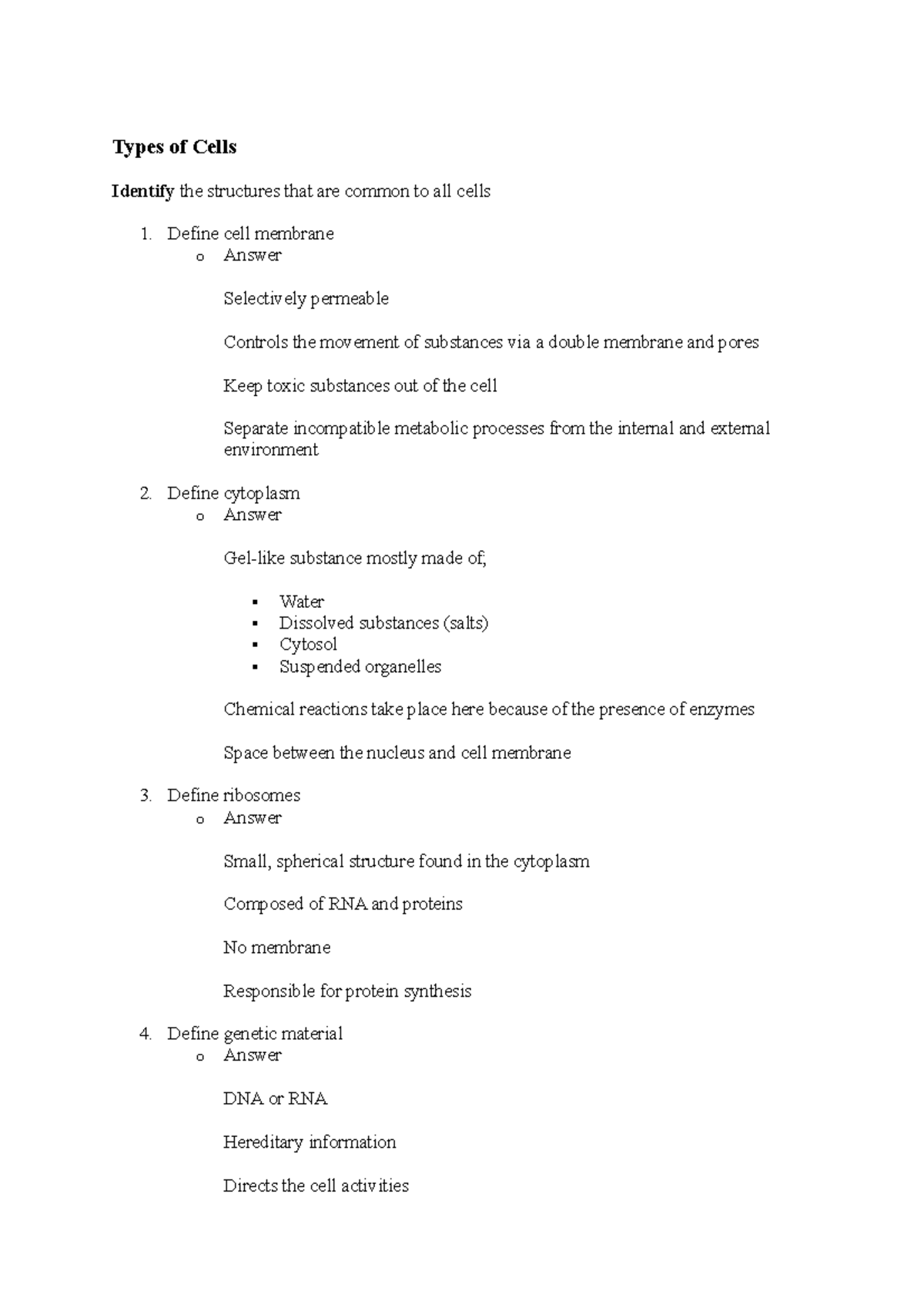 Cell Structure Notes Biology - Types of Cells Identify the structures ...