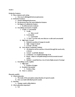 Week 4 Notes - Week 4 Notes Back Vowels 1) /u/ a. High, back, rounded ...