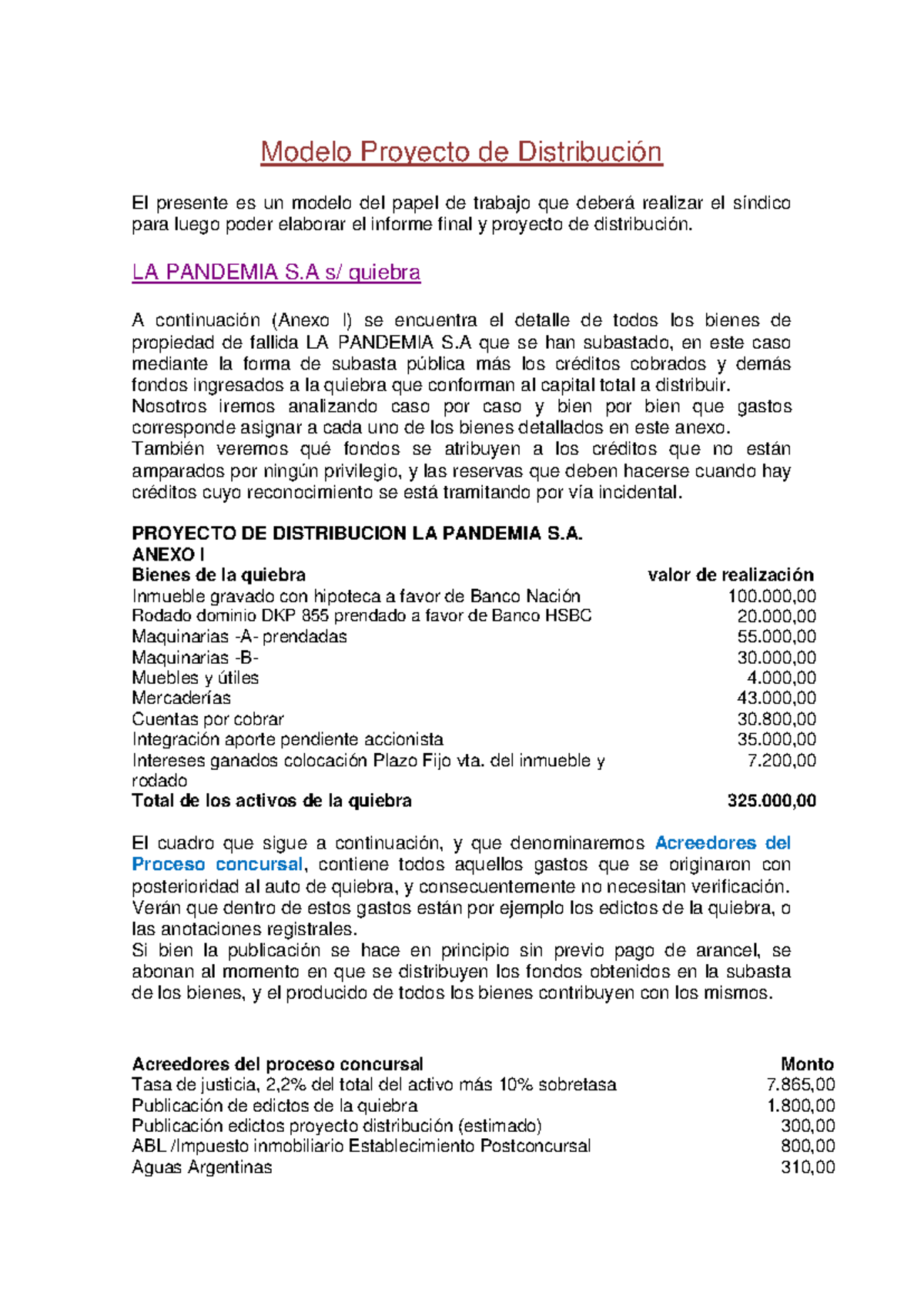 Modelo Proyecto distribucion - Modelo Proyecto de Distribución El ...