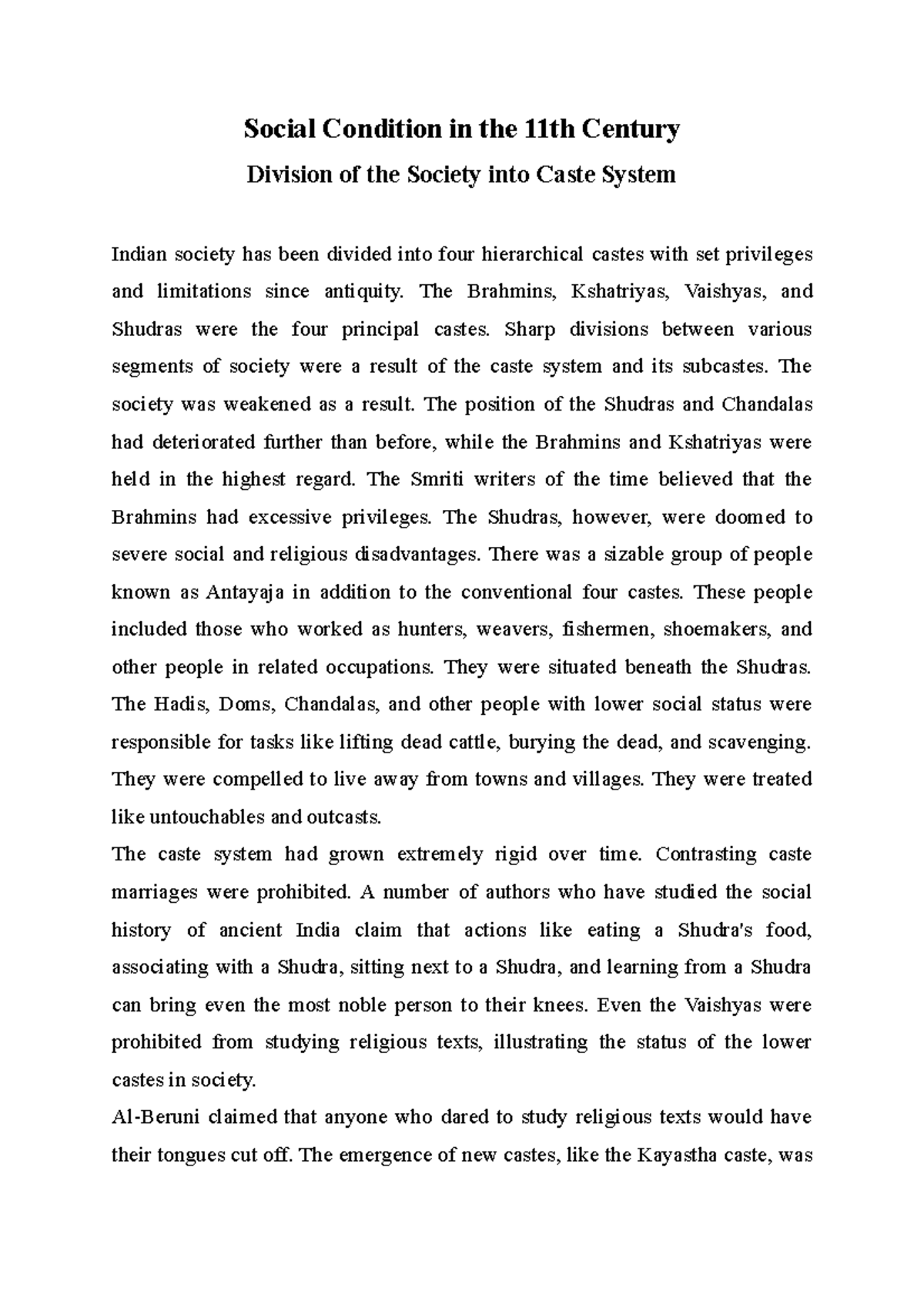 Social Condition in the 11th Century - Social Condition in the 11th ...