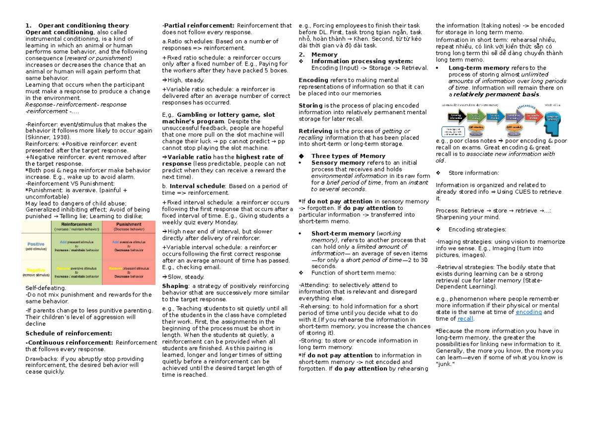 Notes - Operant conditioning theory Operant conditioning, also called ...