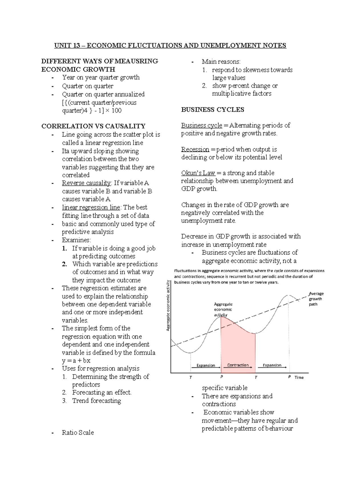 UNIT 13 - Notes - economic fluctuations including Business cycles and ...