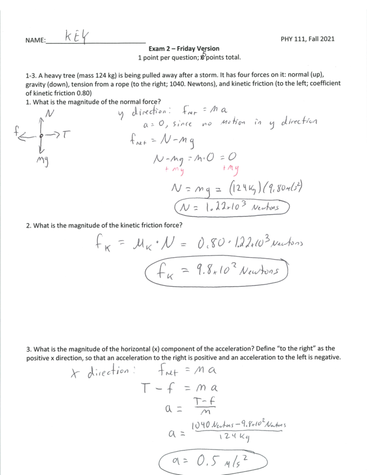 Exam 2 Solutions - Friday Version - PHY 111 - x 5 - Studocu