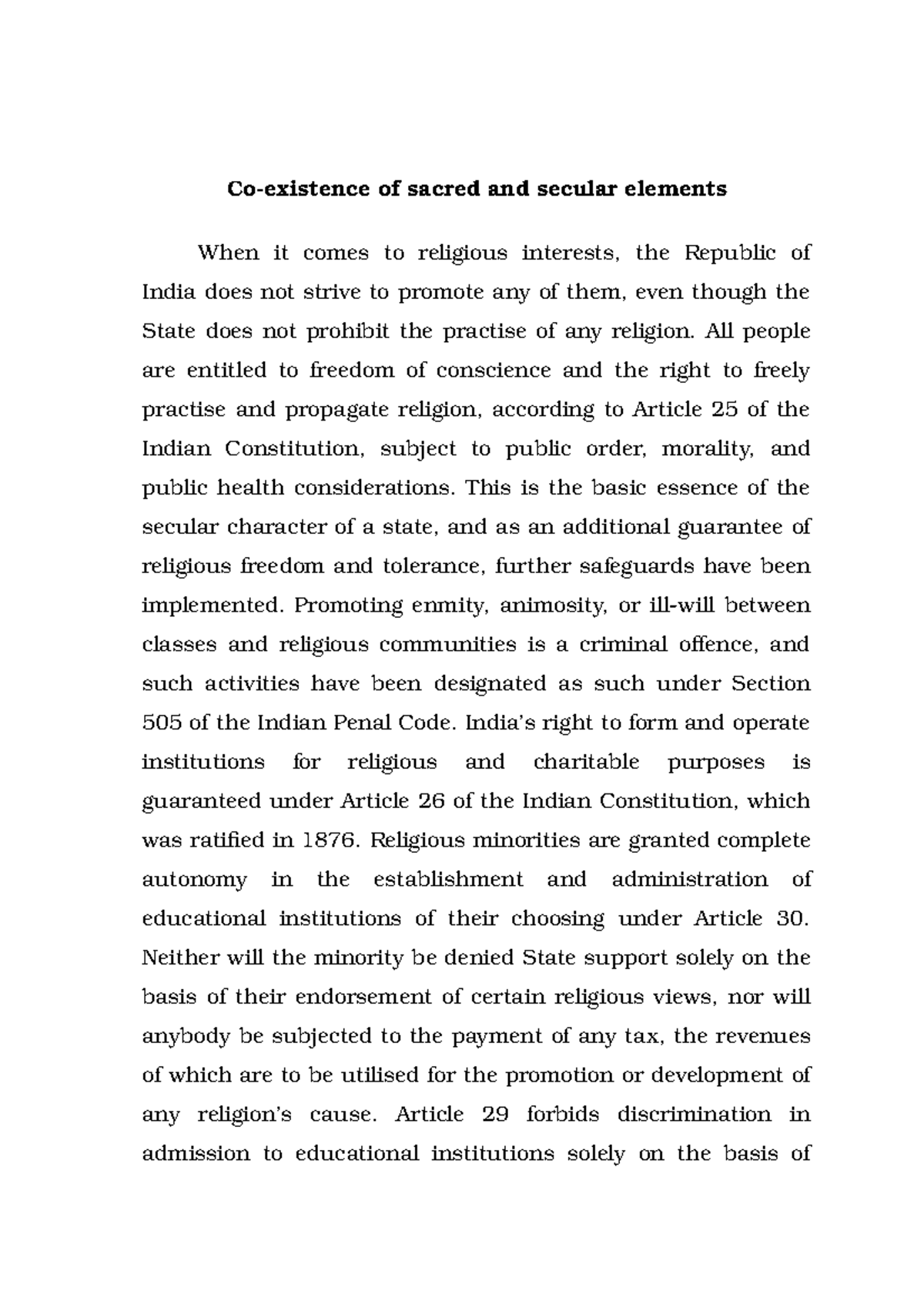 Co-existence of sacred and secular elements - Rural Sociology - Studocu