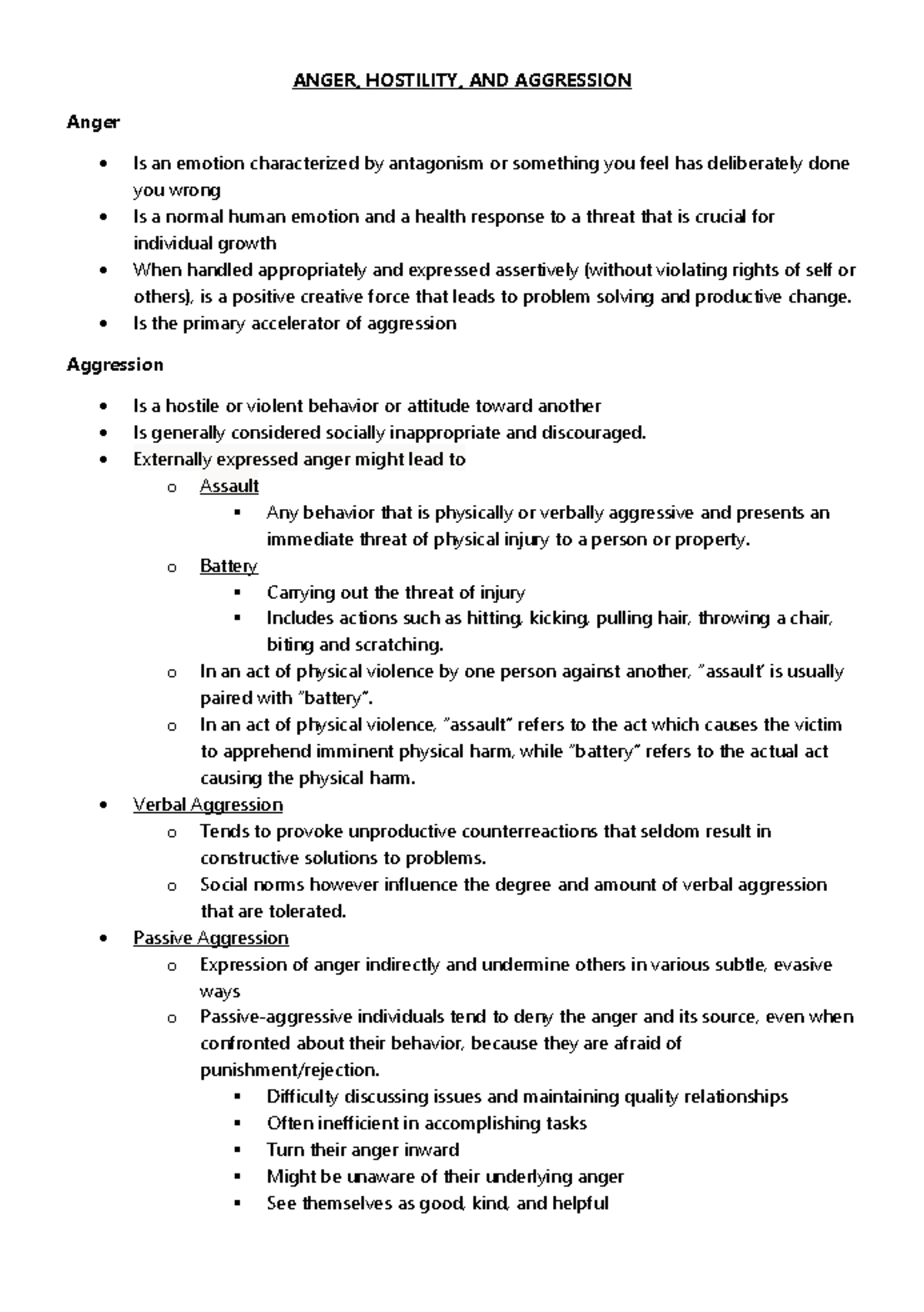 5) Anger Hostility and Aggression - ANGER, HOSTILITY, AND AGGRESSION ...