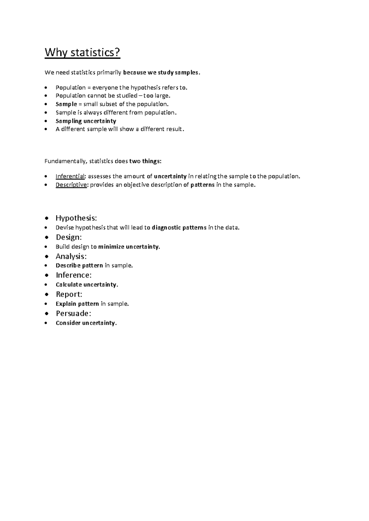 Why statistics - Lecture one. - Why statistics? We need statistics ...