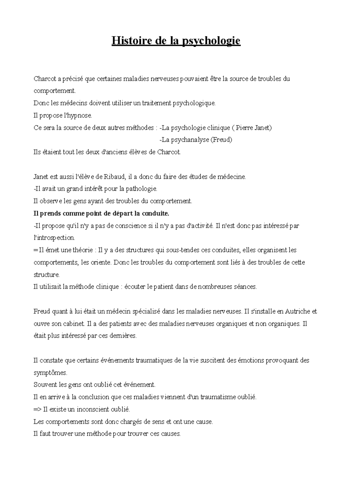 Histoire de la psychologie 3 - Donc les doivent utiliser un traitement ...