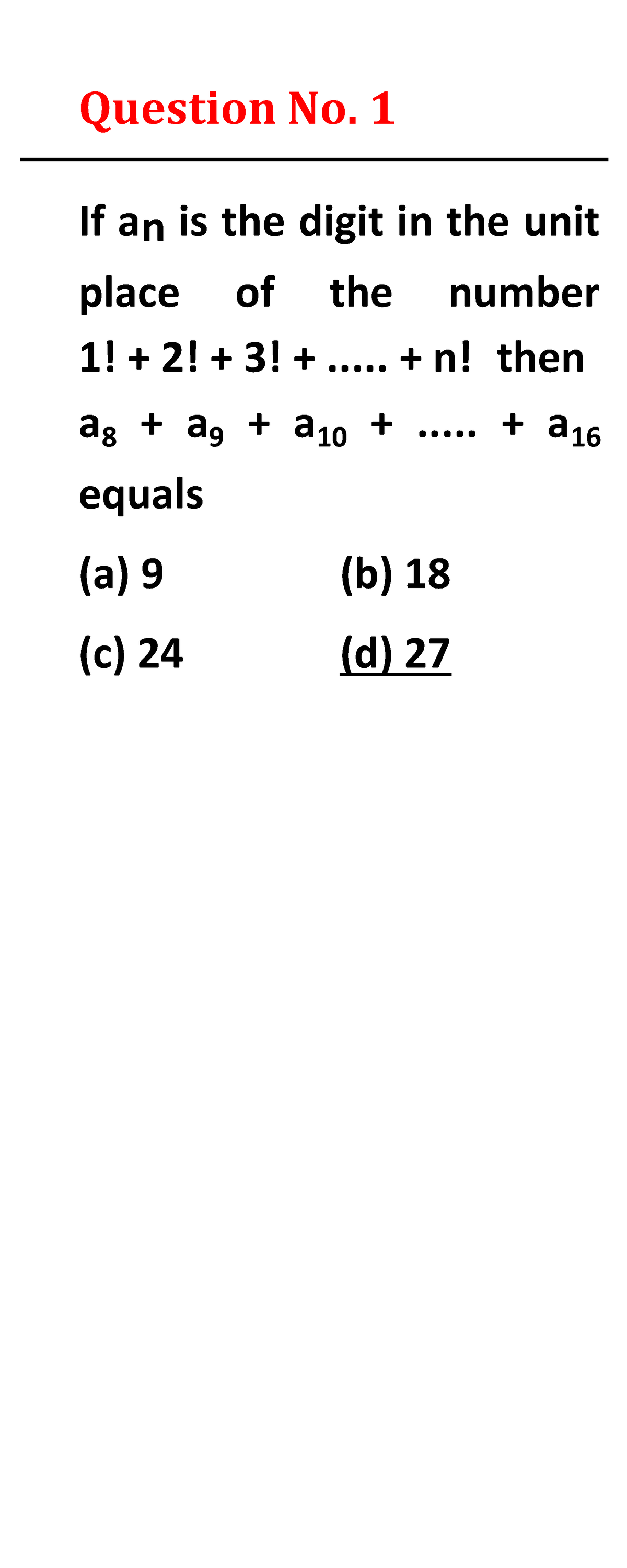 AKR-Permutations Combinations Slide 311023 - If an is the digit in the unit place of the number ...