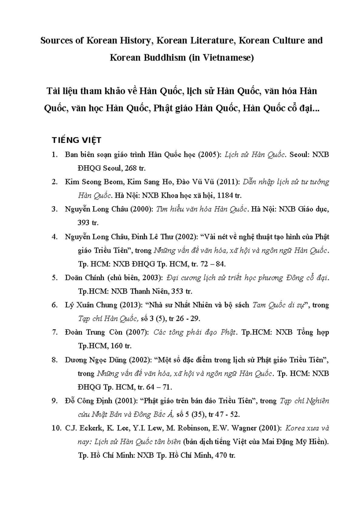 TAI LIEU THAM KHAO VE VAN HOA LICH SU HAN QUOC - Sources of Korean History, Korean Literature ...