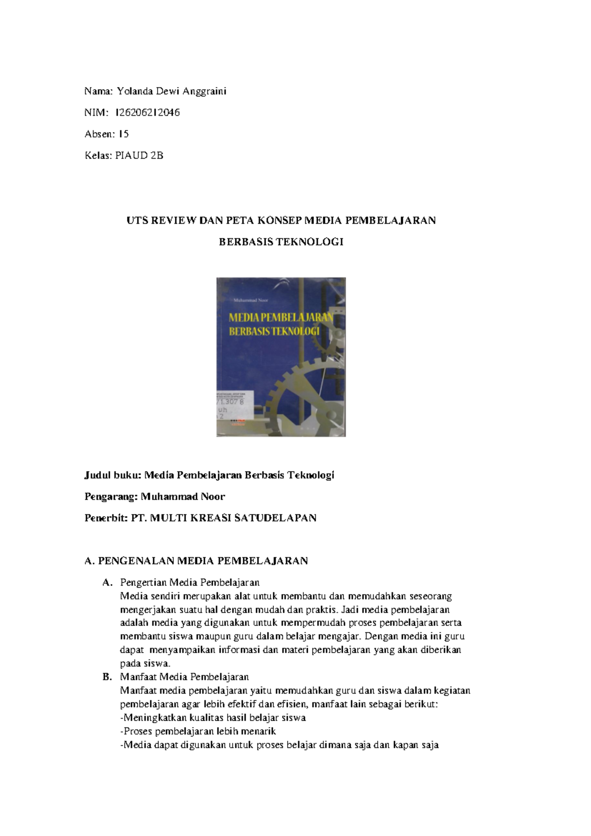 15 Yolanda DEWI Anggraini Piaud 2B - Nama: Yolanda Dewi Anggraini NIM ...