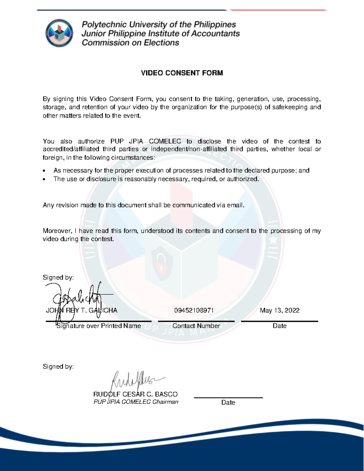 11 Galicha VCF - It will serve as information source - VIDEO CONSENT ...