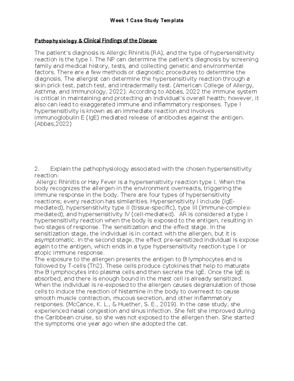 Patho WEEK 1 - Pathophysiology & Clinical Findings of the Disease The ...