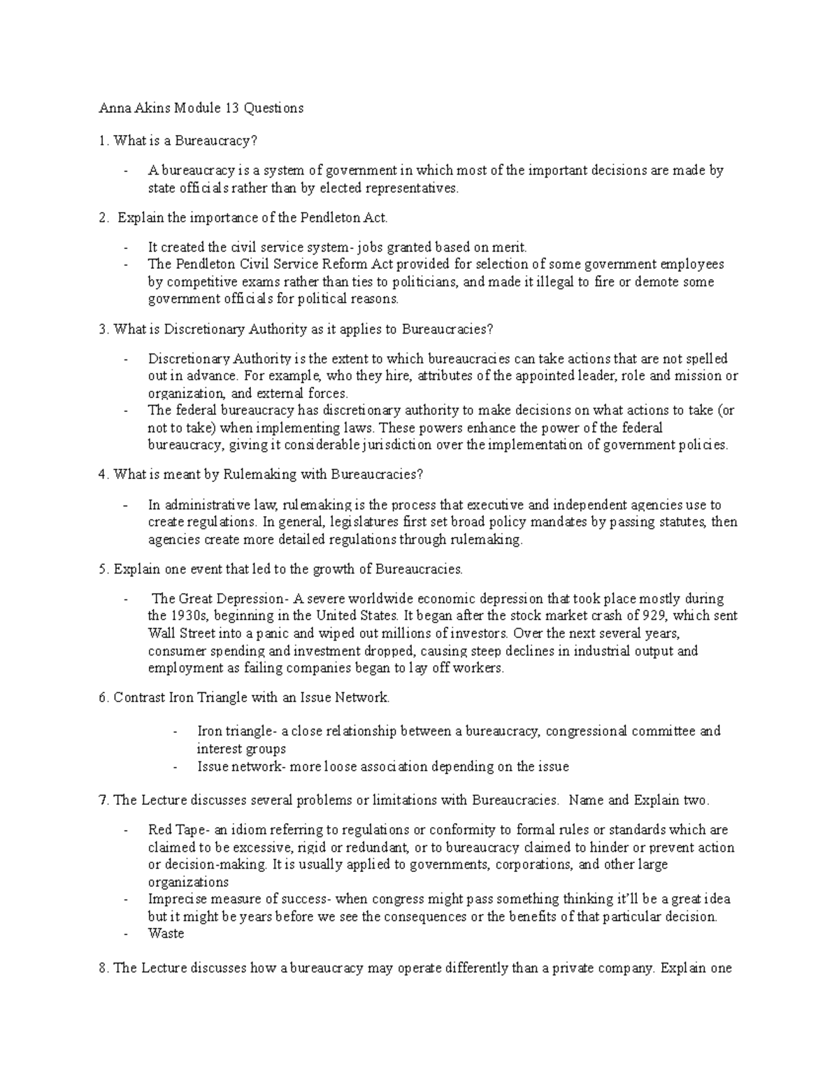 Module 13 Questions and Answers - Anna Akins Module 13 Questions What ...
