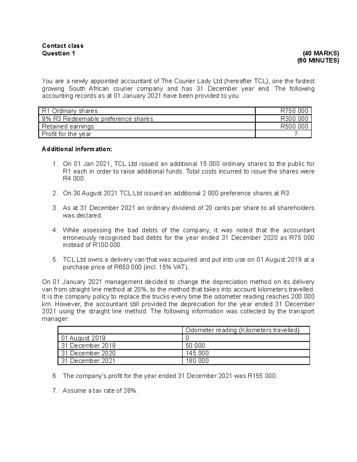 SCE Class Question - PRACTICE MATERIALS - Contact class Question 1 (40 ...