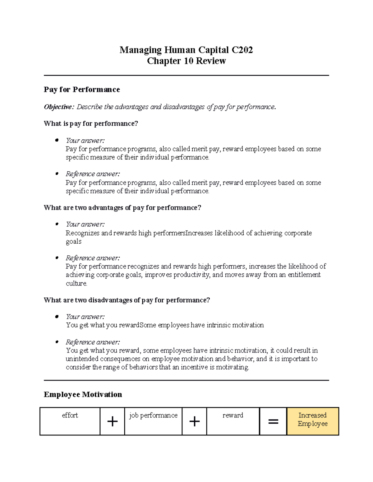c202 managing human capital, chapter notes to help pass final ...