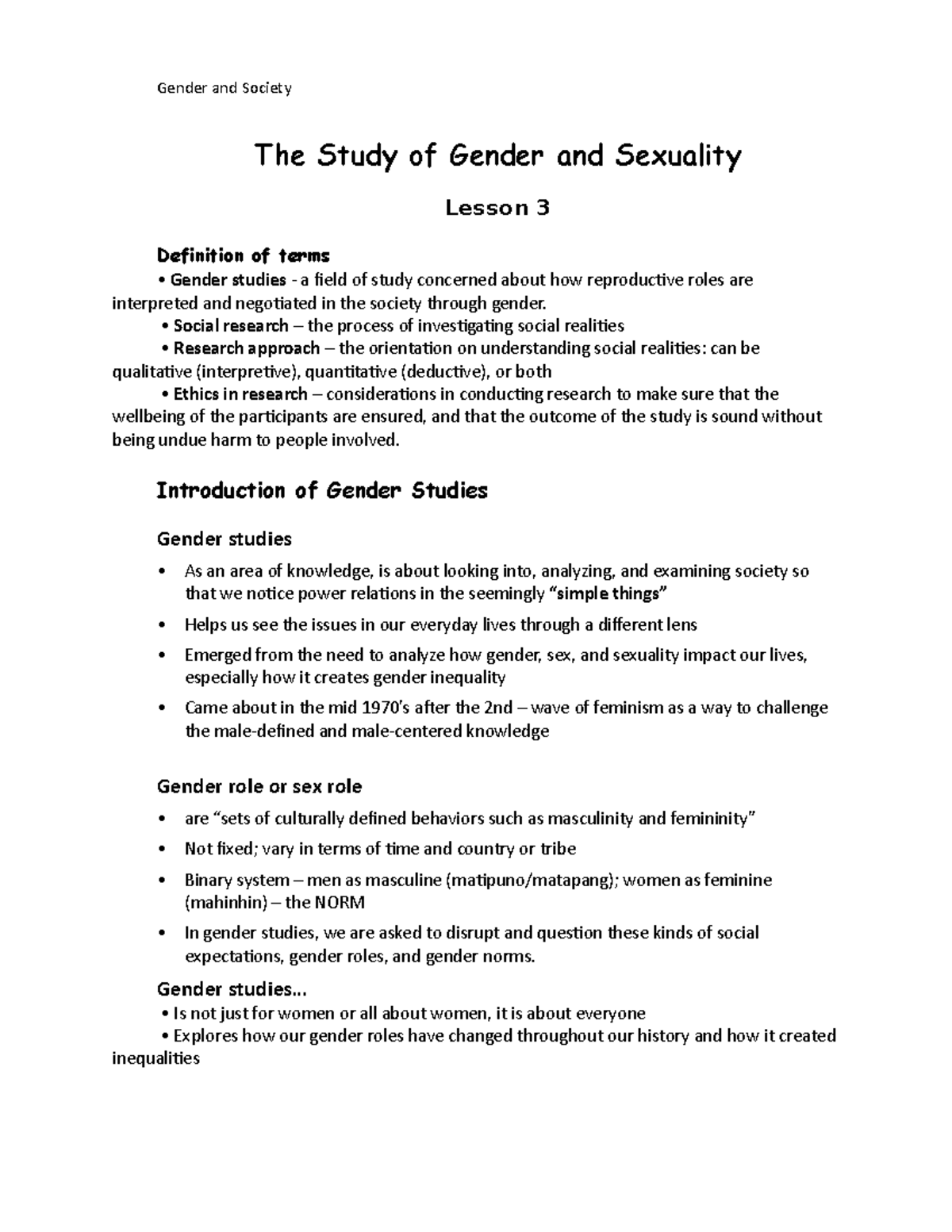 The Study of Gender And Sexuality - The Study of Gender and Sexuality ...