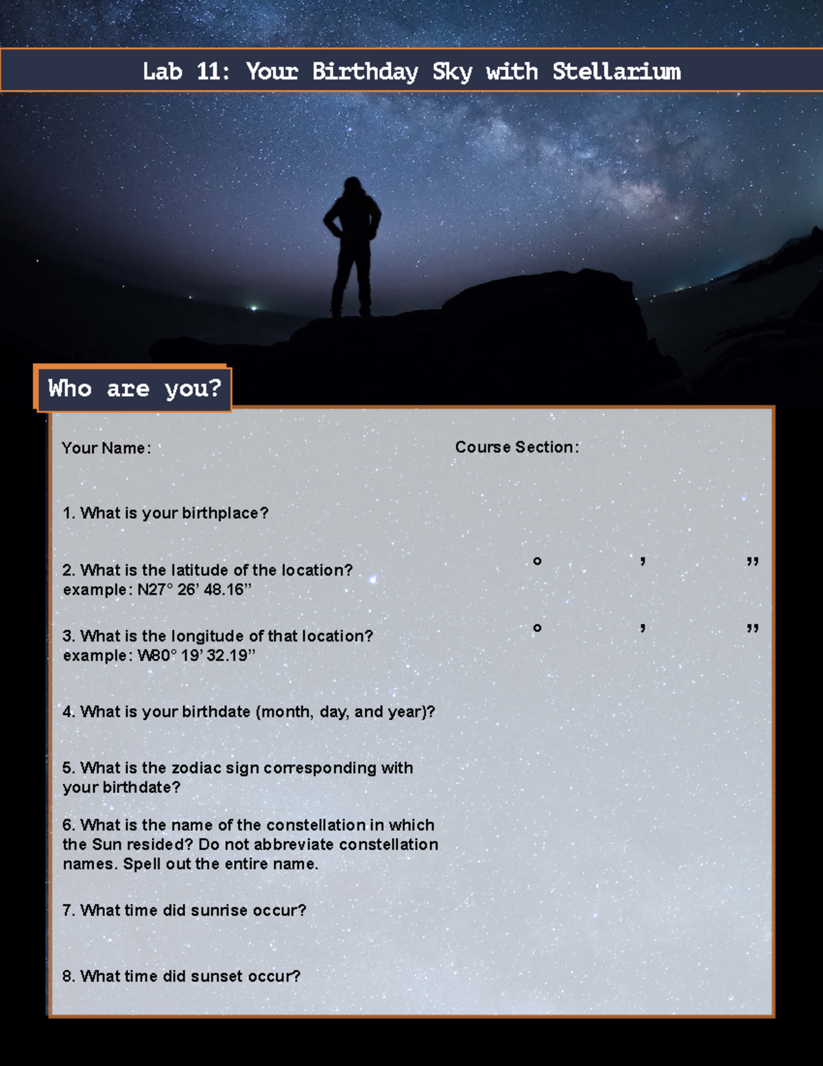 Astr 1020 form lab11 22012 3 - 1. What is your birthplace? 2. What is ...