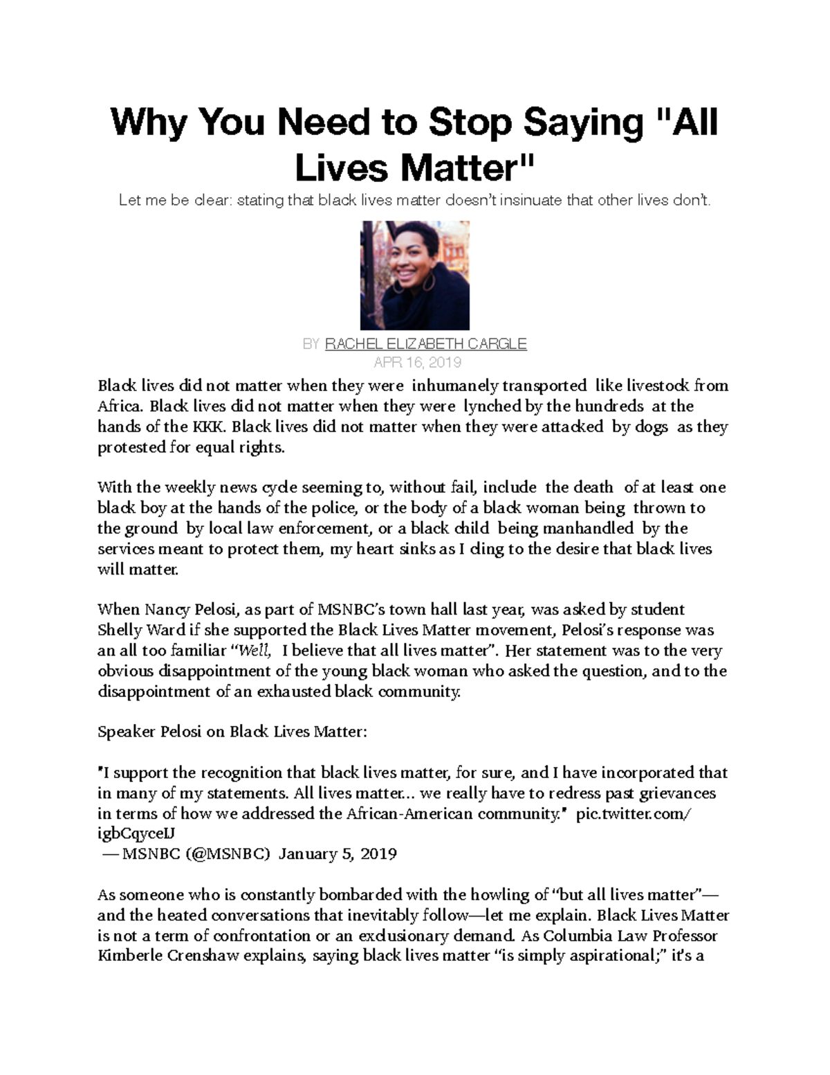 Rachel Cargle- BLM - Why You Need to Stop Saying "All Lives Matter" Let ...