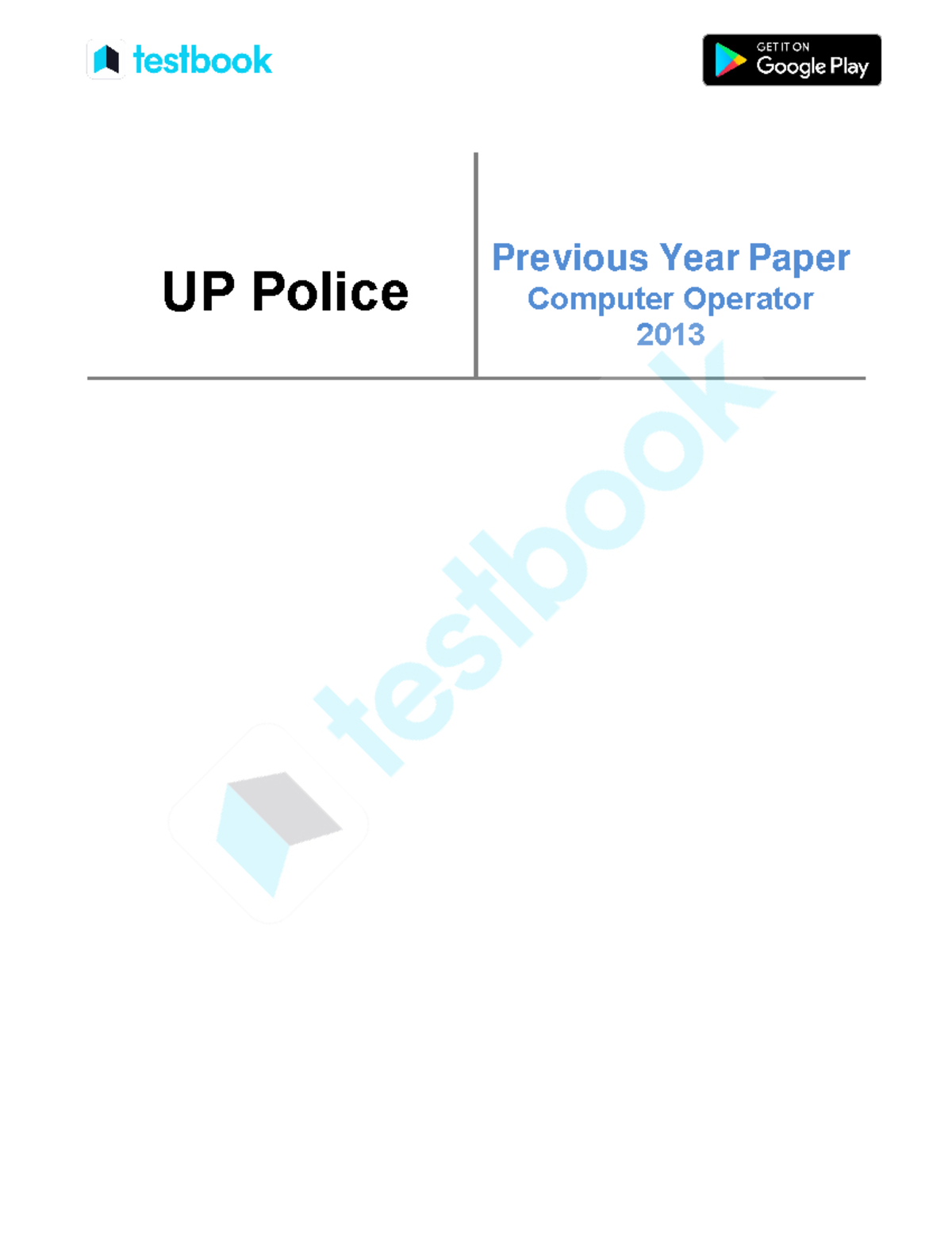 UP Police Computer Operator 2013 - UP Police Previous Year Paper ...