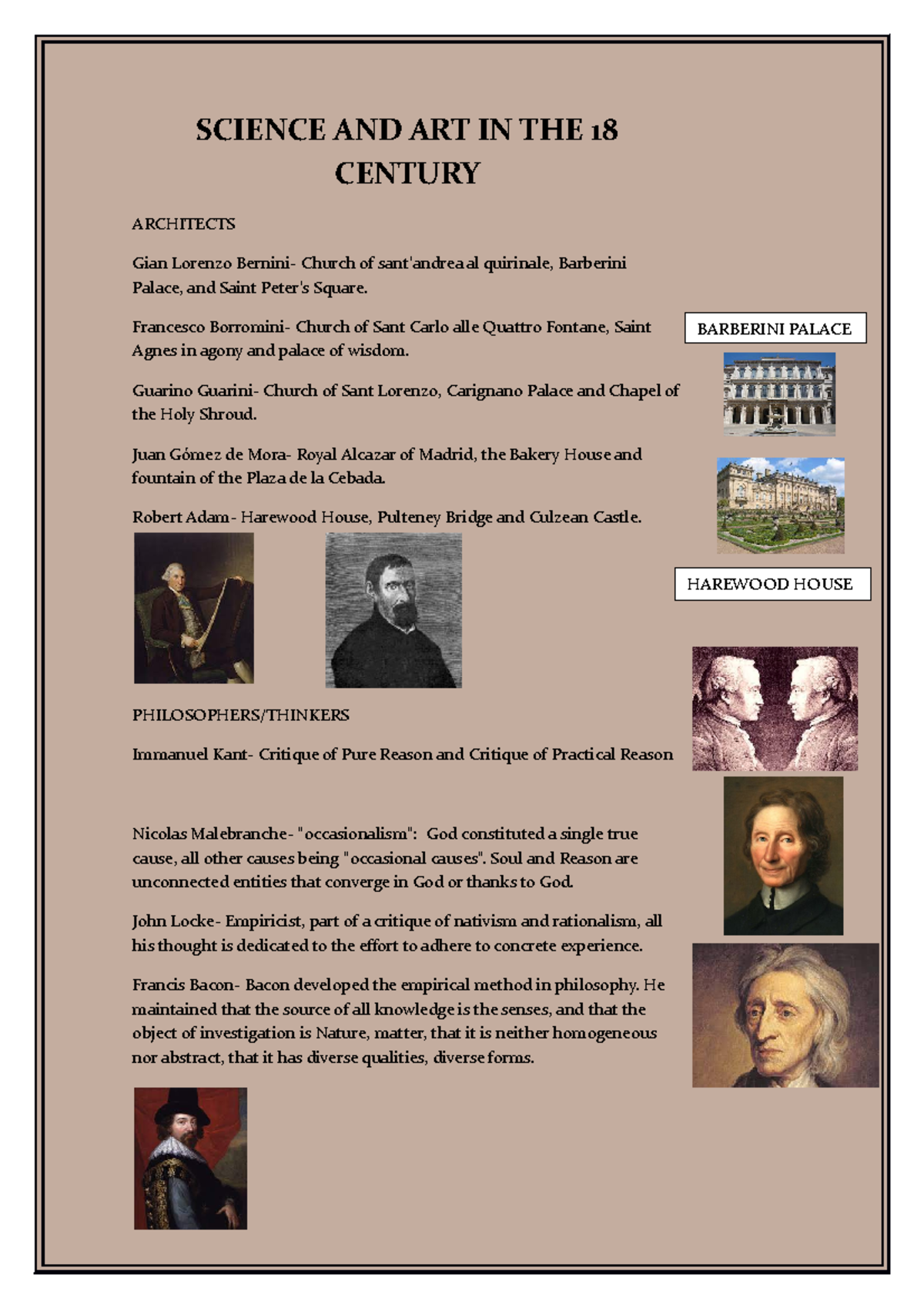 Science and art in the 18th century - SCIENCE AND ART IN THE 18 CENTURY ...