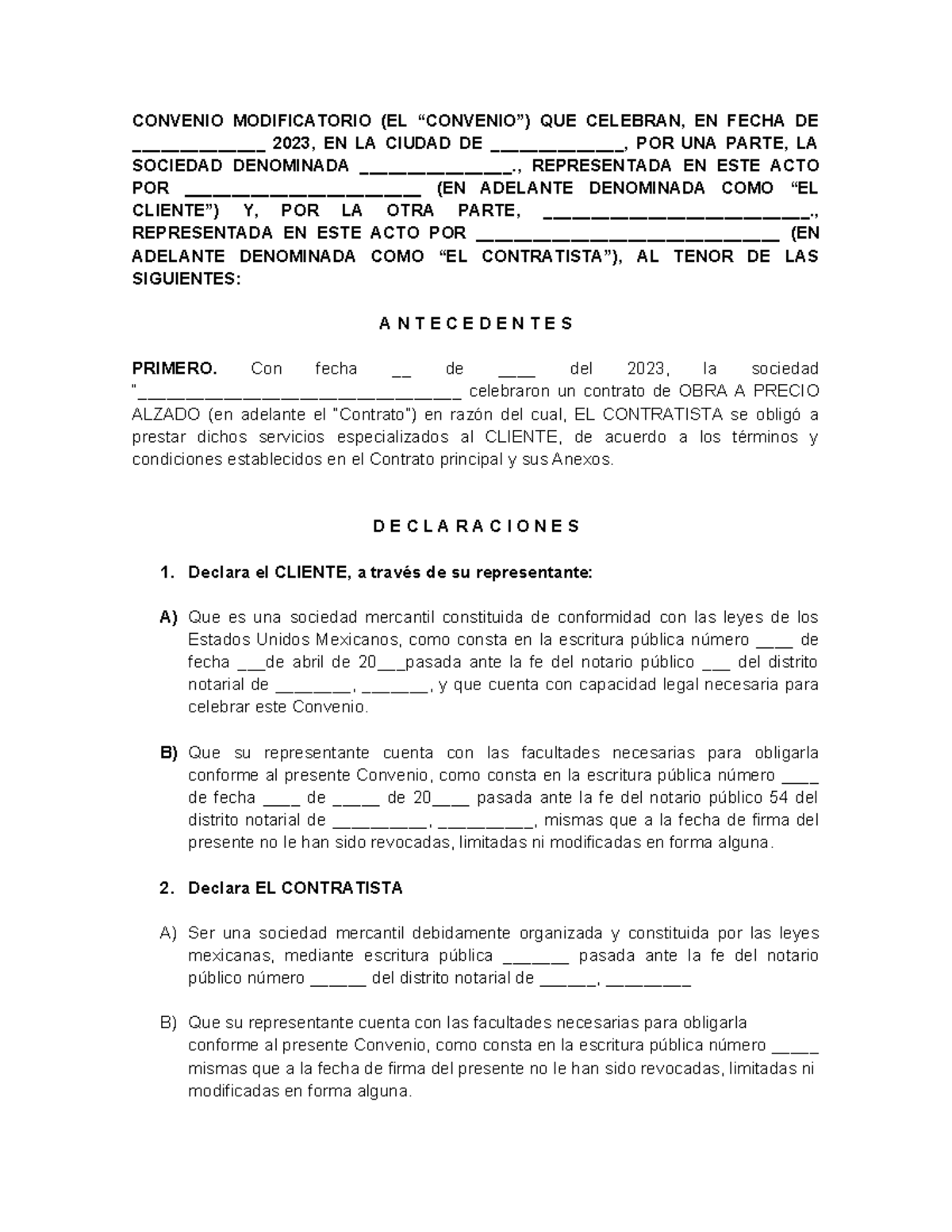 Convenio Modificatorio - CONVENIO MODIFICATORIO (EL “CONVENIO”) QUE ...