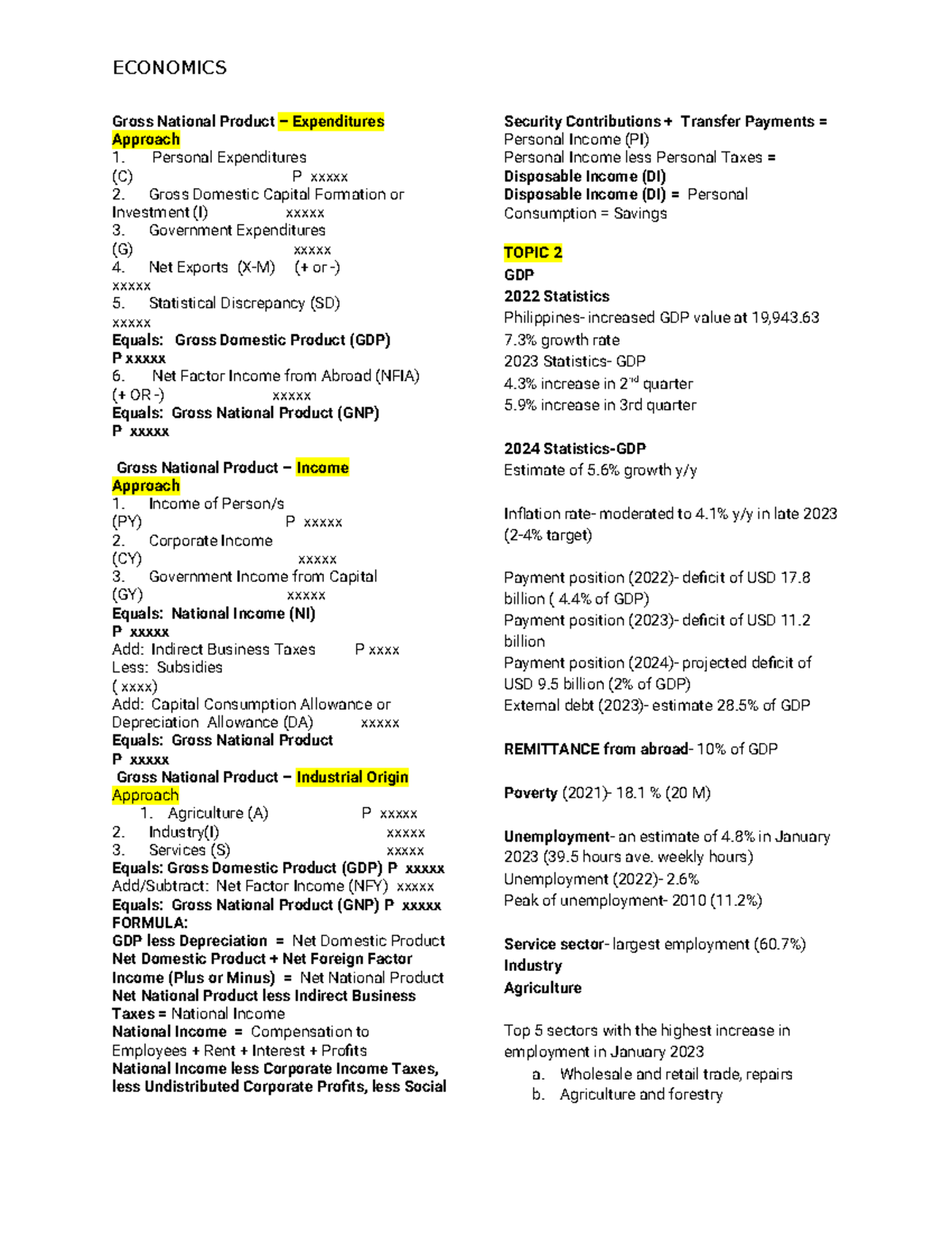 Econ notes 2 - here - ECONOMICS Gross National Product – Expenditures ...