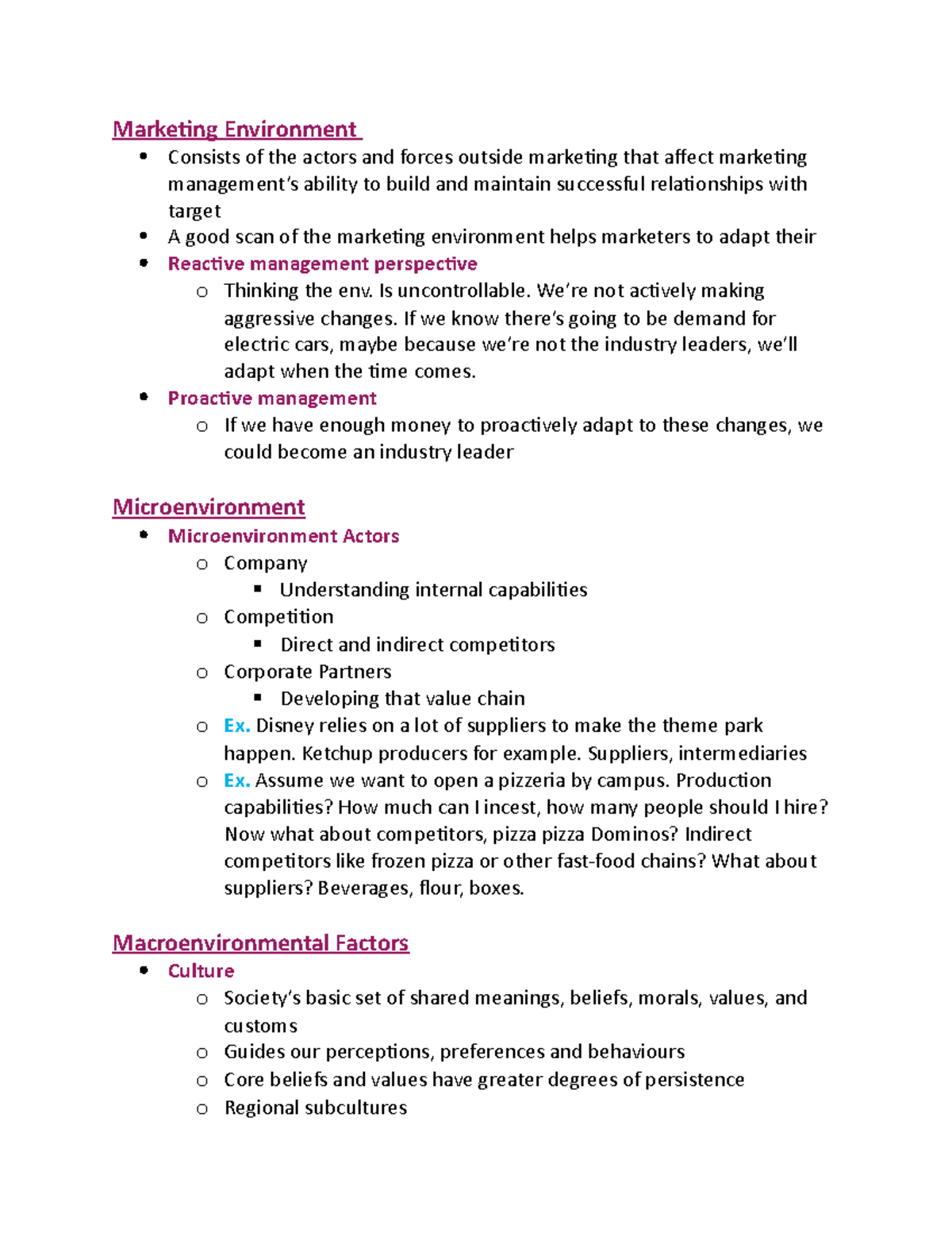 Marketing Environment Notes Lecture 1 - Marketing Environment Consists ...