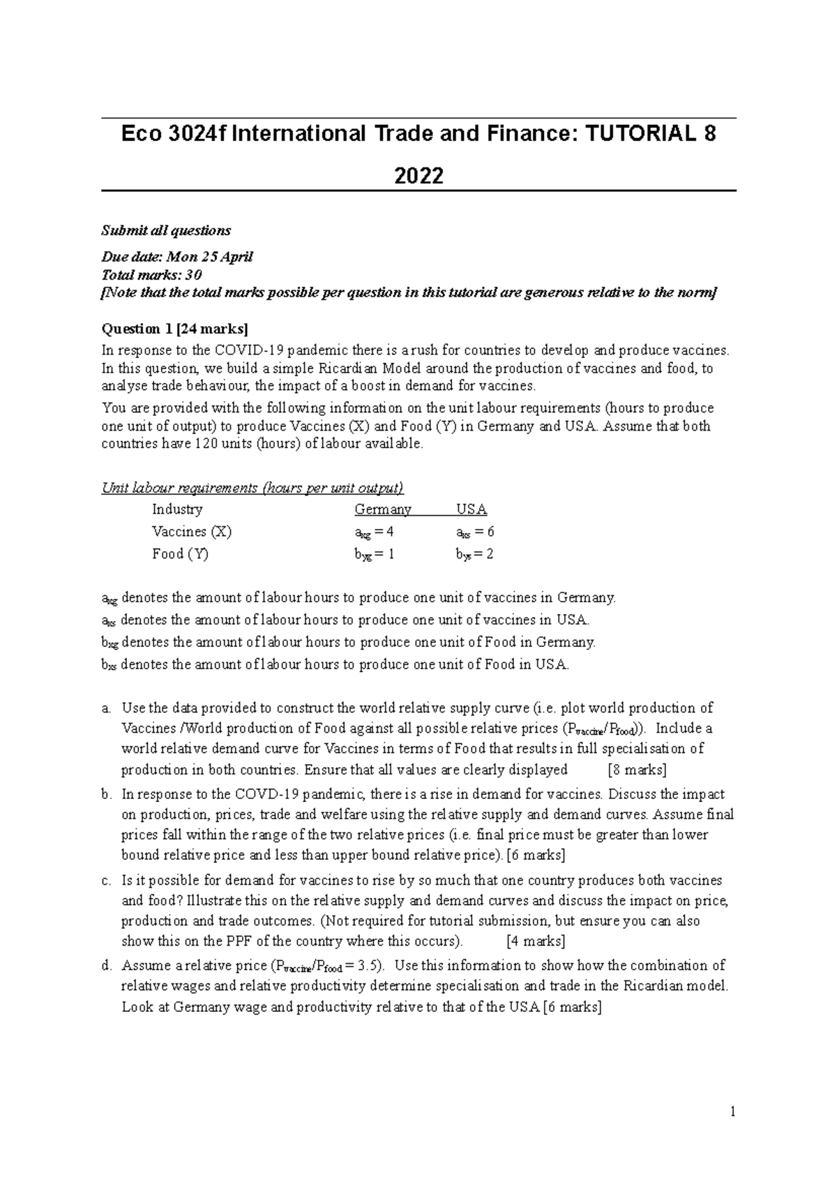 Tutorial 8 Trade 2022 - Eco 3024f International Trade and Finance ...