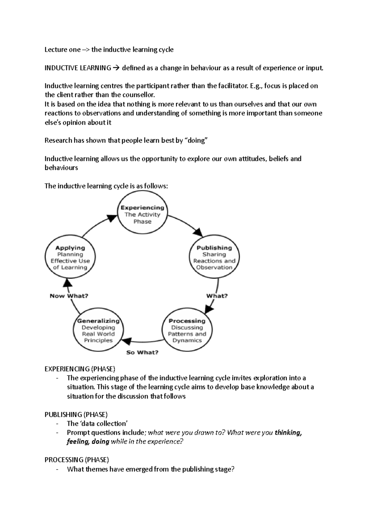 Pyb208 lecture and reading notes - Lecture one –> the inductive ...