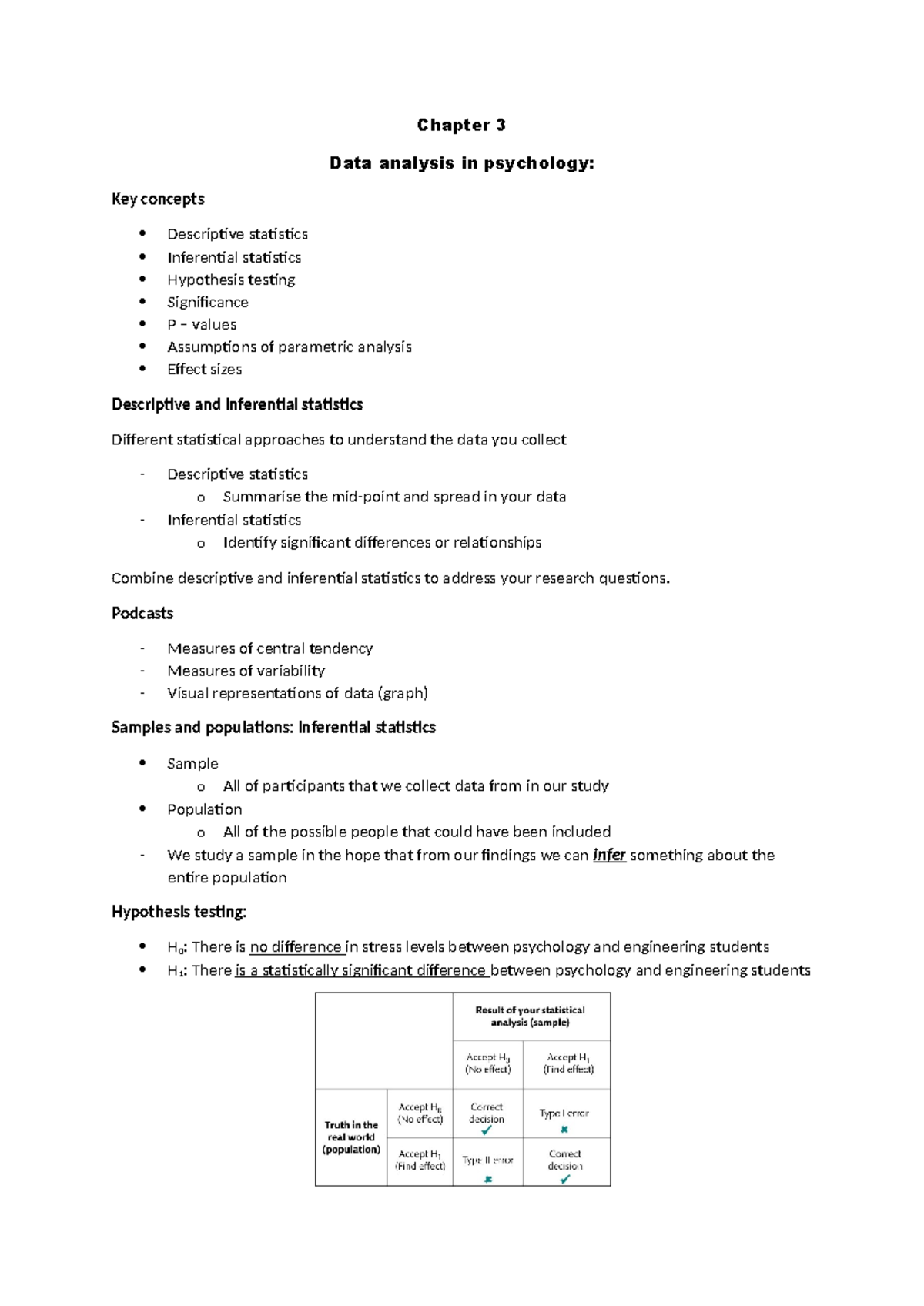 Chapter 3 Psychology 253 - Chapter 3 Data analysis in psychology: Key concepts Descriptive - Studocu
