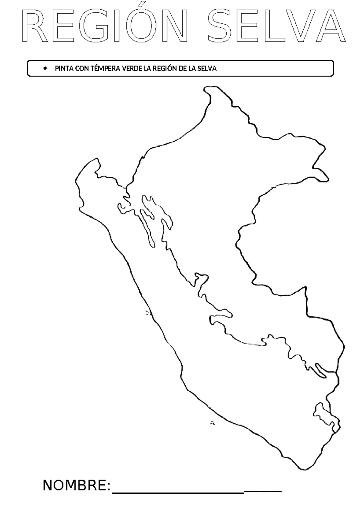 LAS REGIONES DEL PERU, HOJA DE APLICACION - personal social - REGIÓN ...